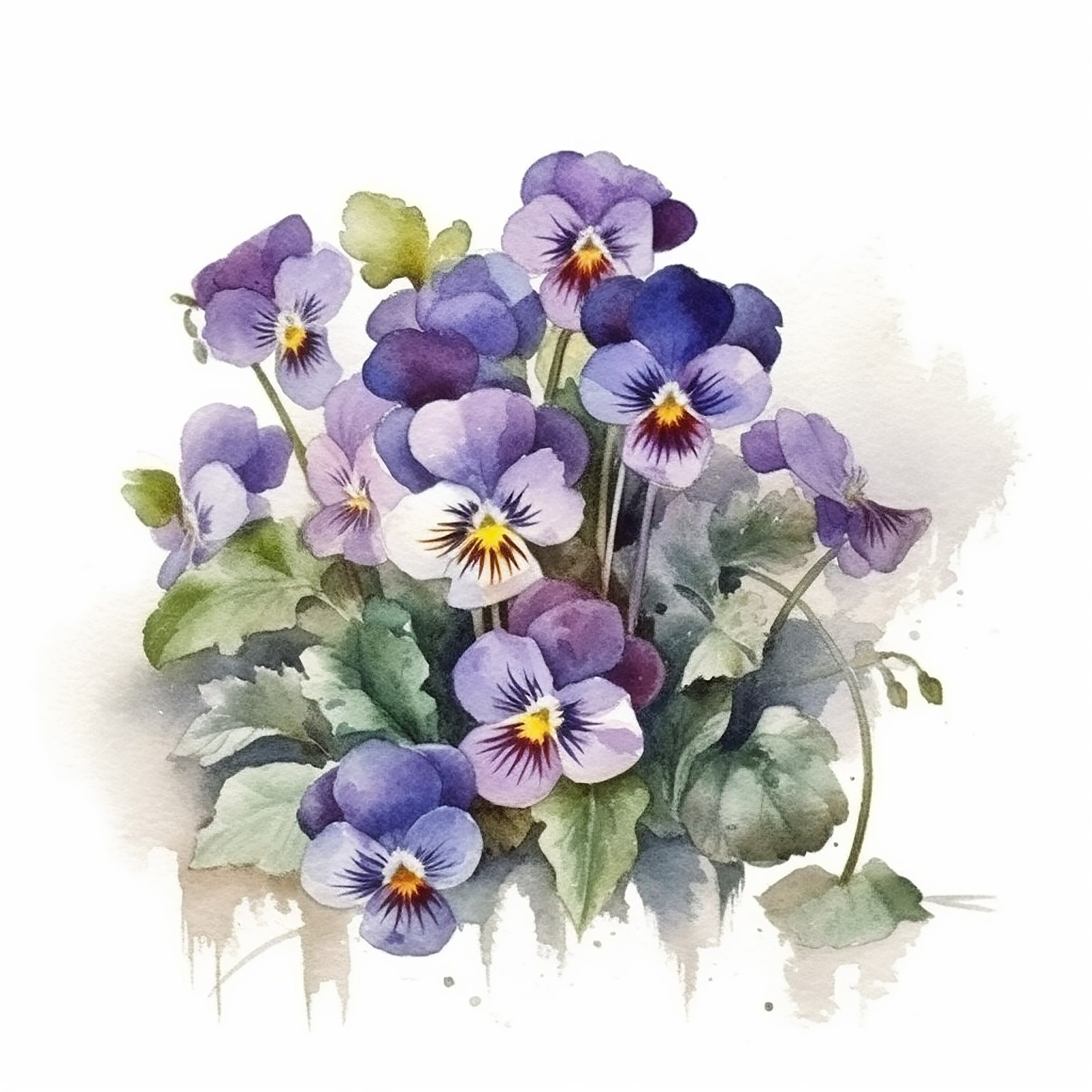 Violet Bouquet Water Color Painting | 12 High Quality JPG Clipart Pack ...