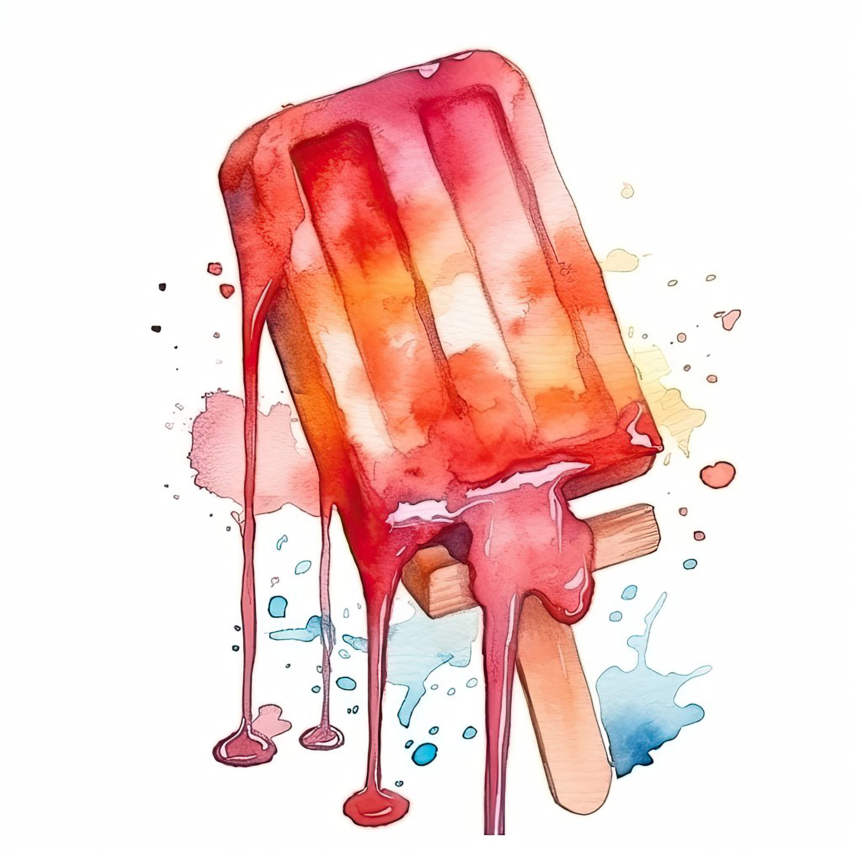 Rainbow Popsicle Water Color Painting | 12 High Quality JPG Clipart ...