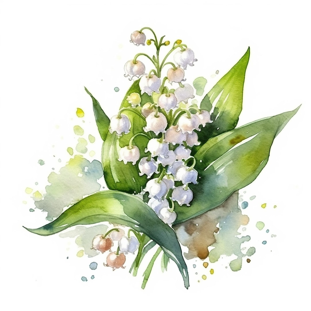Lily of the Valley Bouquet Water Color Painting | 12 High Quality JPG ...