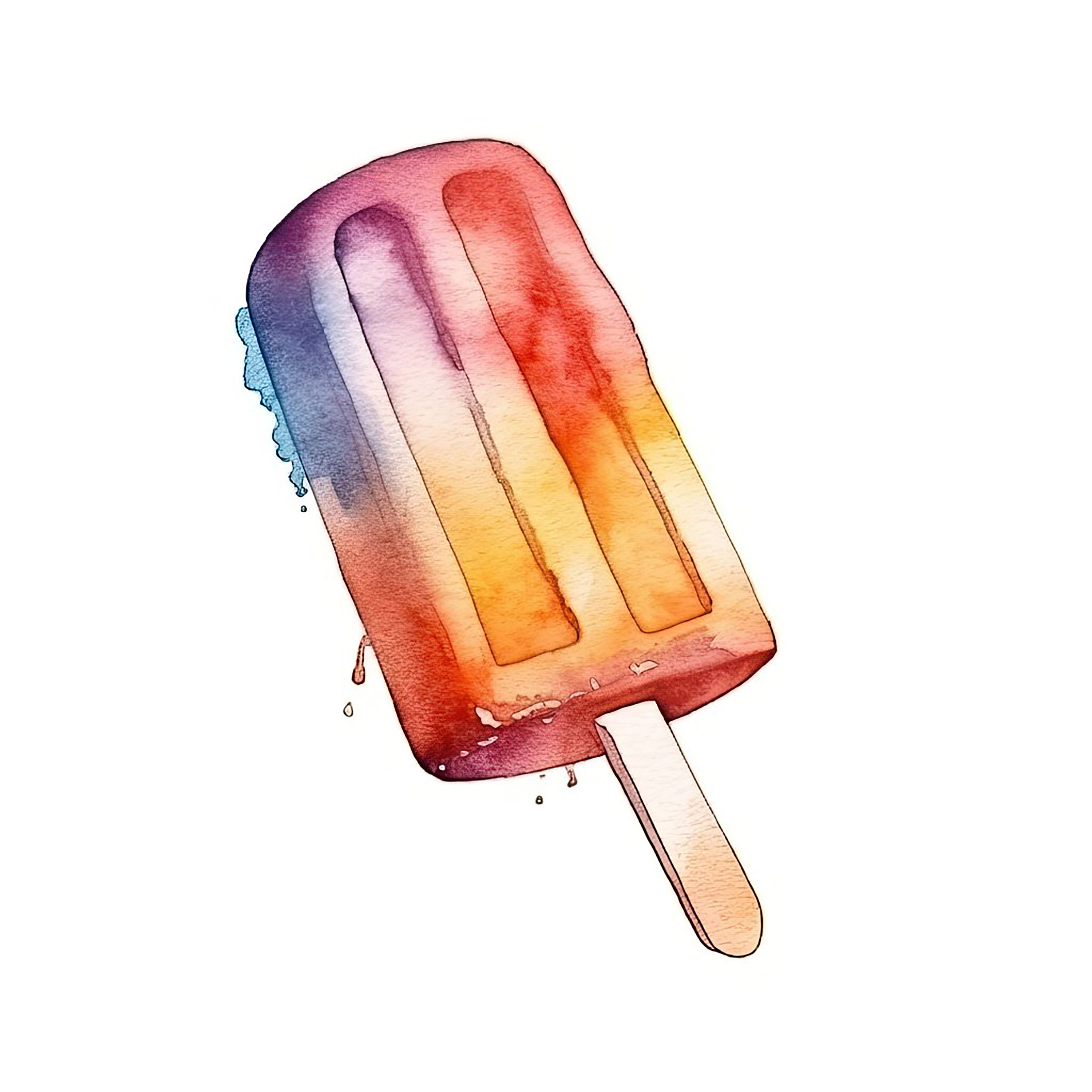 Rainbow Popsicle Water Color Painting | 12 High Quality JPG Clipart ...