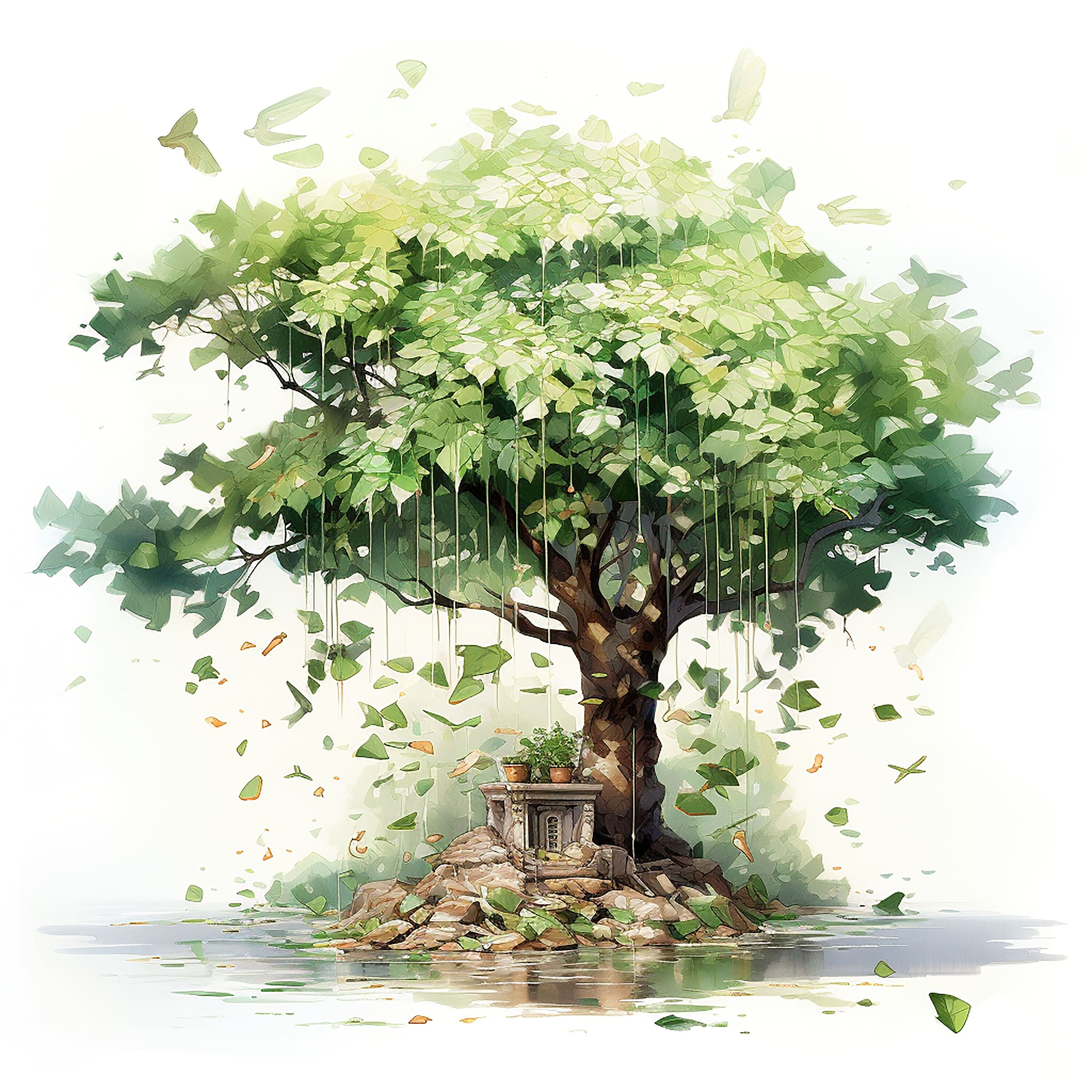 Money Tree Water Color Painting | 16 High Quality JPG Clipart Pack ...