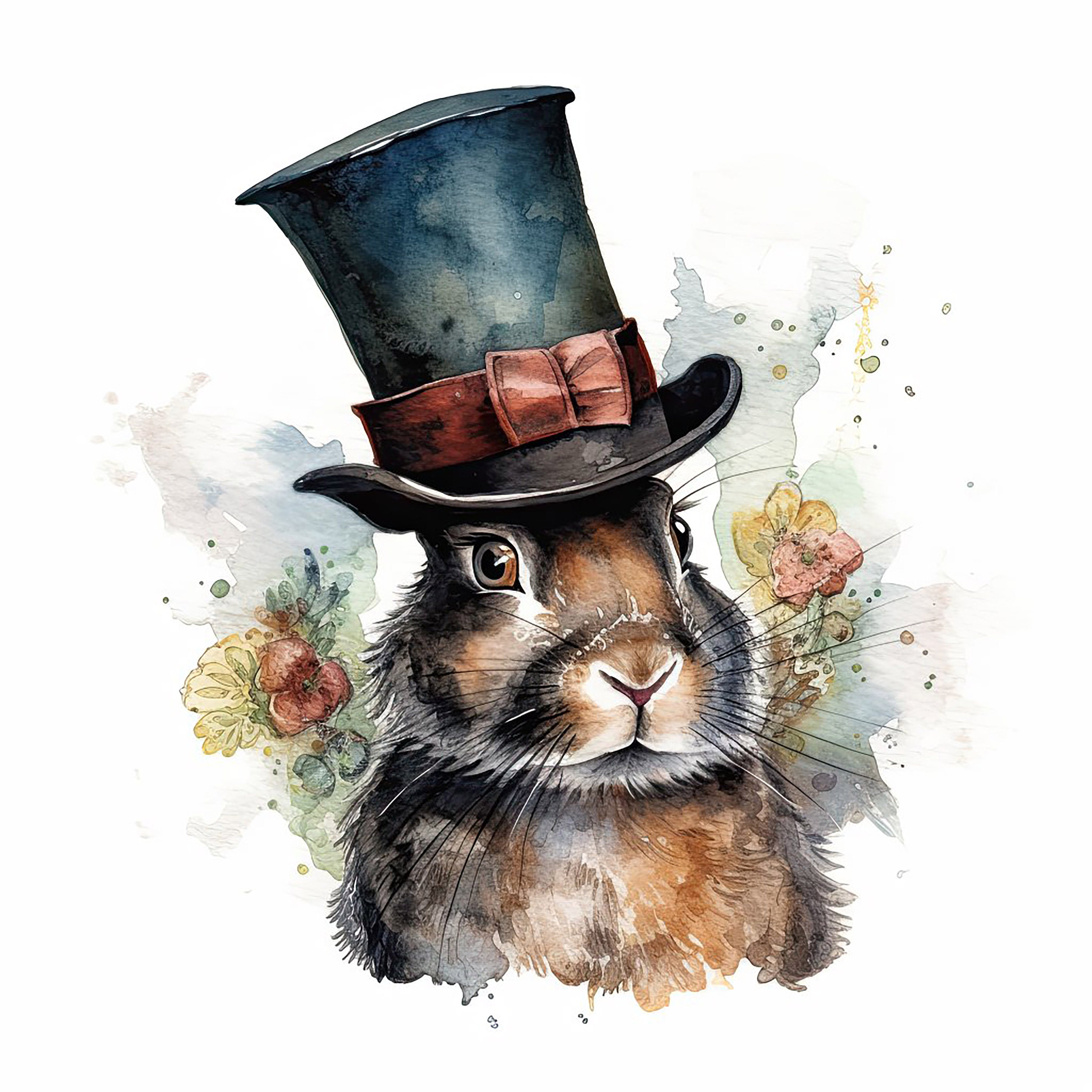 Rabbit in a Top Hat Color Painting | 12 High Quality JPG Clipart Pack ...