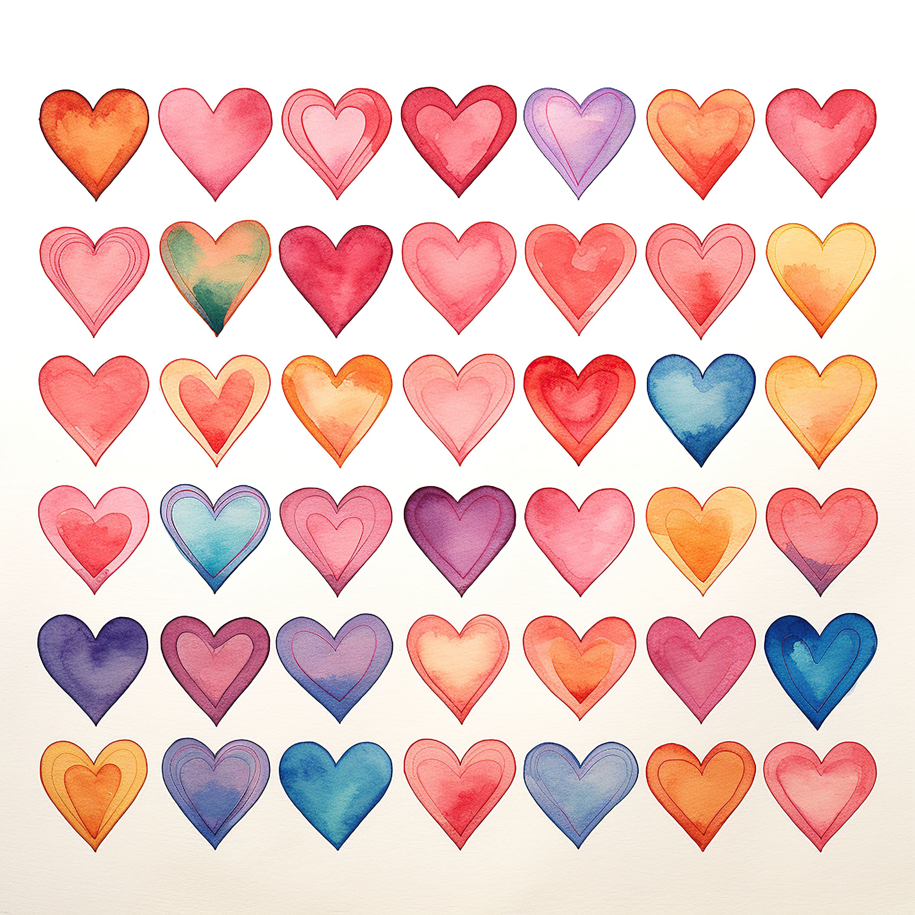 Valentine's Day Hearts Water Color Painting | 15 High Quality JPG ...