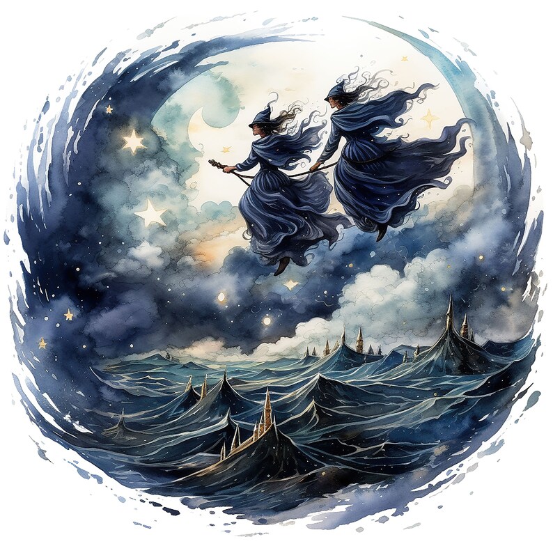 Halloween Witches Water Color Painting | 15 High Quality JPG Clipart ...