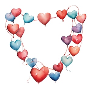 Valentine's Day Hearts Water Color Painting | 15 High Quality JPG ...
