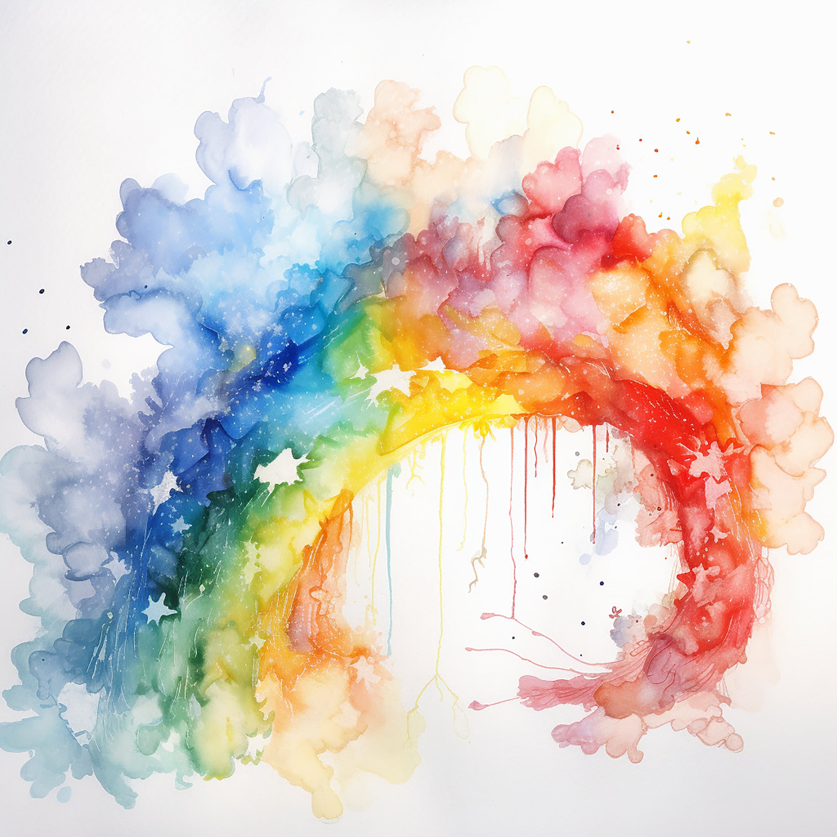 Rainbow Water Color Painting | 12 High Quality JPG Clipart Pack ...