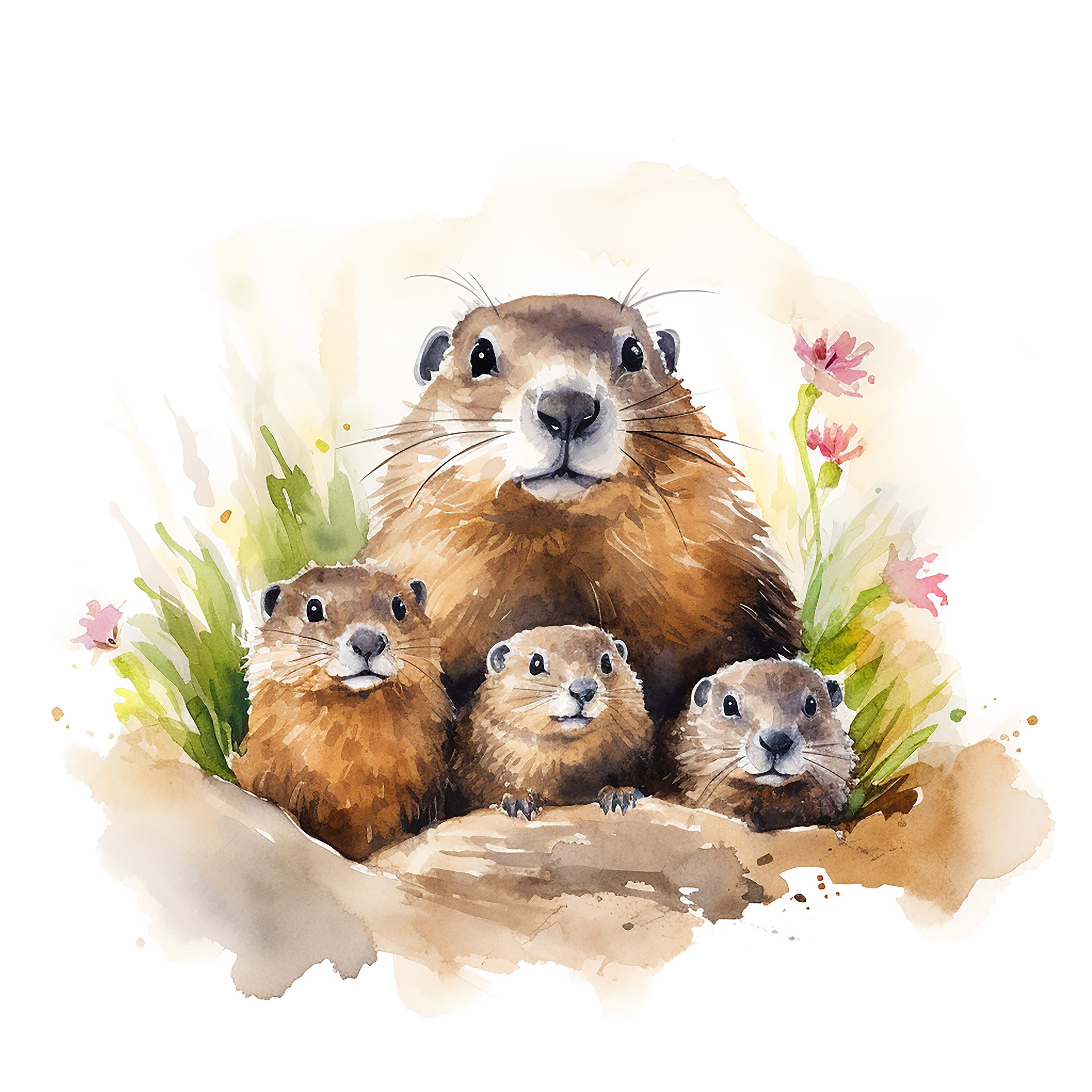 Groundhog Watercolor Color Paintings | 15 High Quality JPG Clipart Pack ...