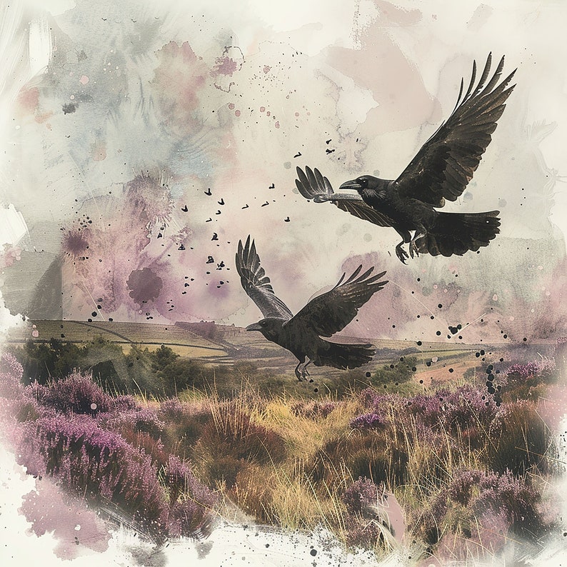 Crows Water Color Painting | 16 High Quality JPG Clipart Pack | Digital ...