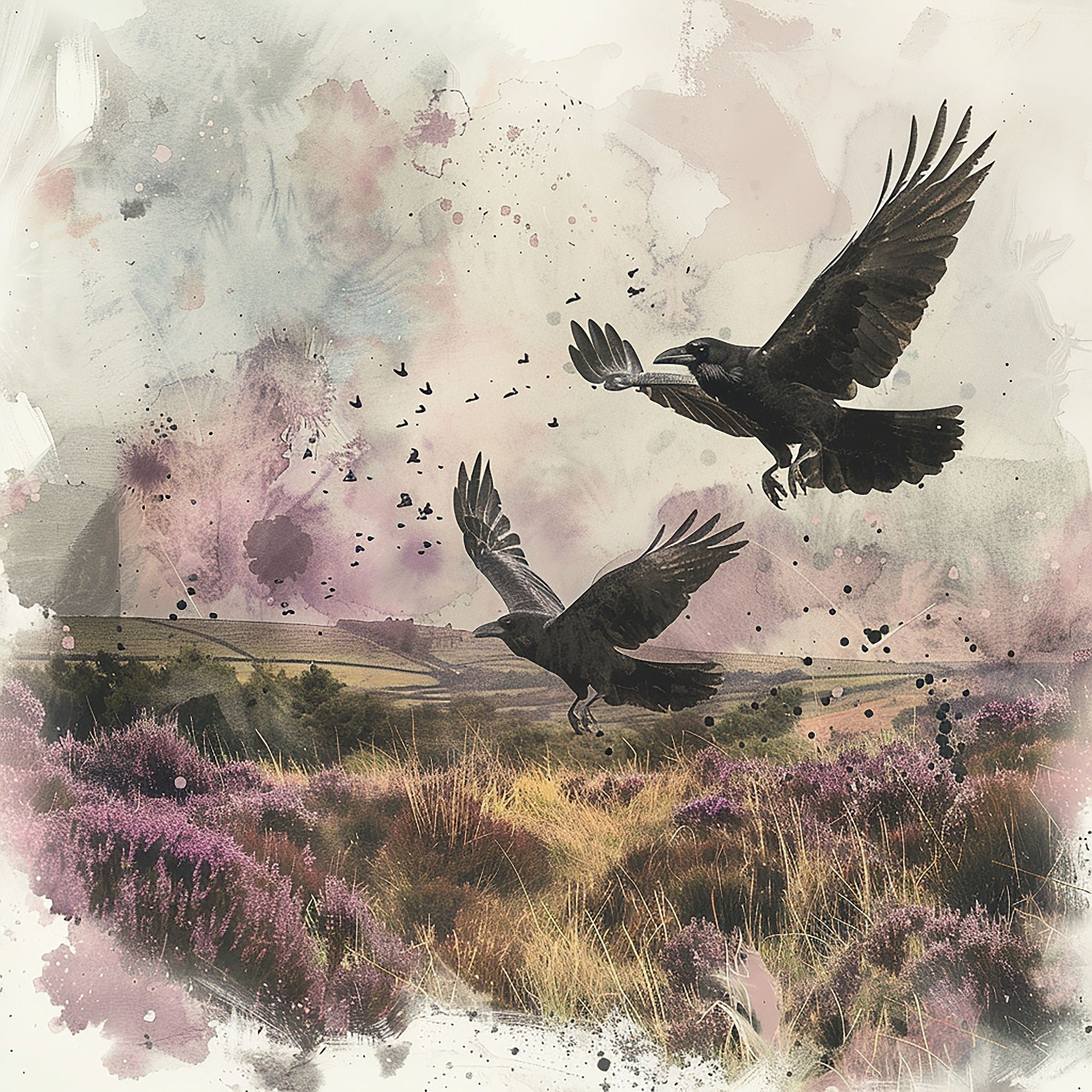 Crows Water Color Painting | 16 High Quality JPG Clipart Pack | Digital ...