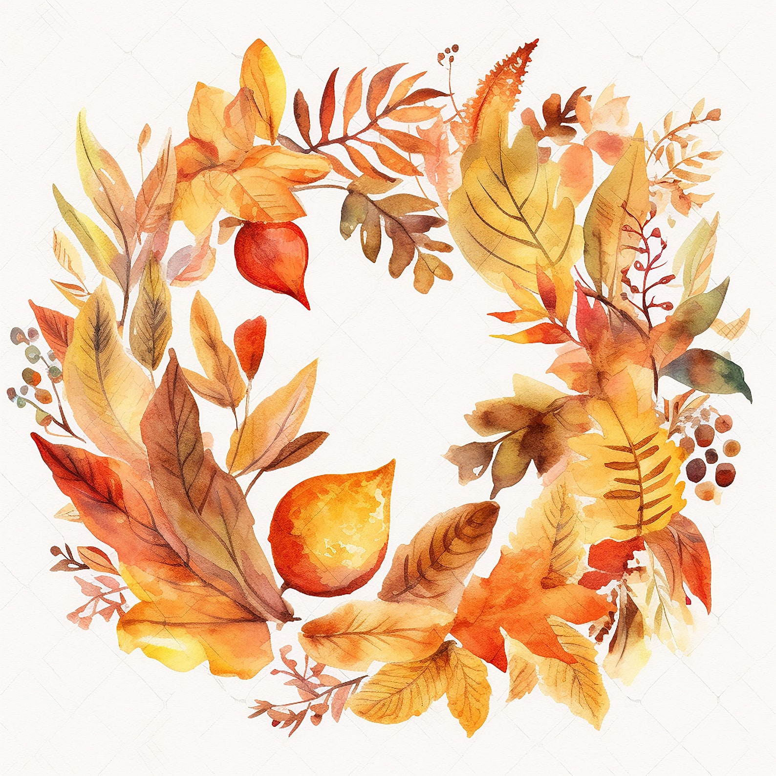 Fall Leaf Decorations Water Color Painting | 13 High Quality JPG ...