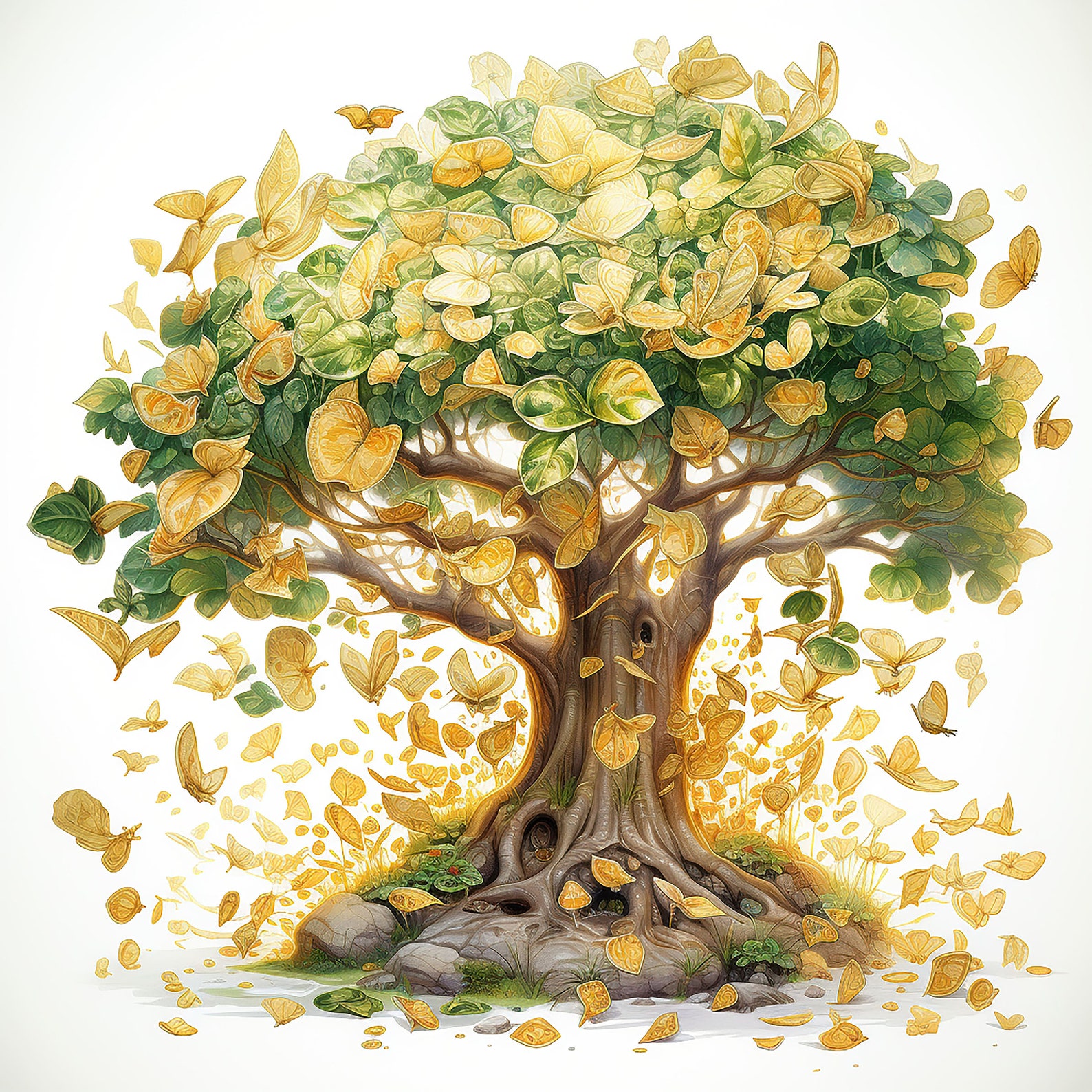 Money Tree Water Color Painting | 16 High Quality JPG Clipart Pack ...
