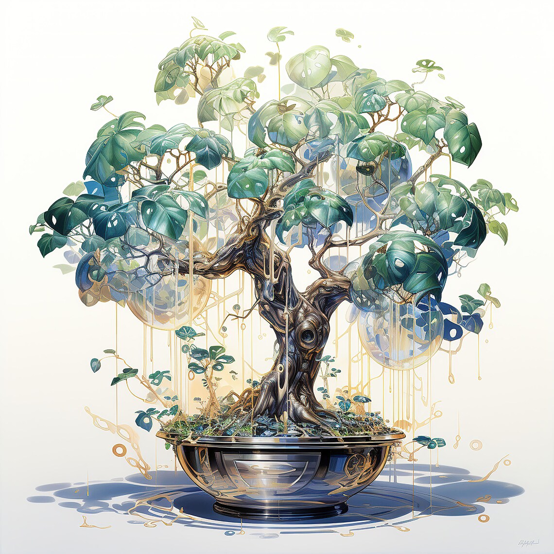 Money Tree Water Color Painting | 16 High Quality JPG Clipart Pack ...