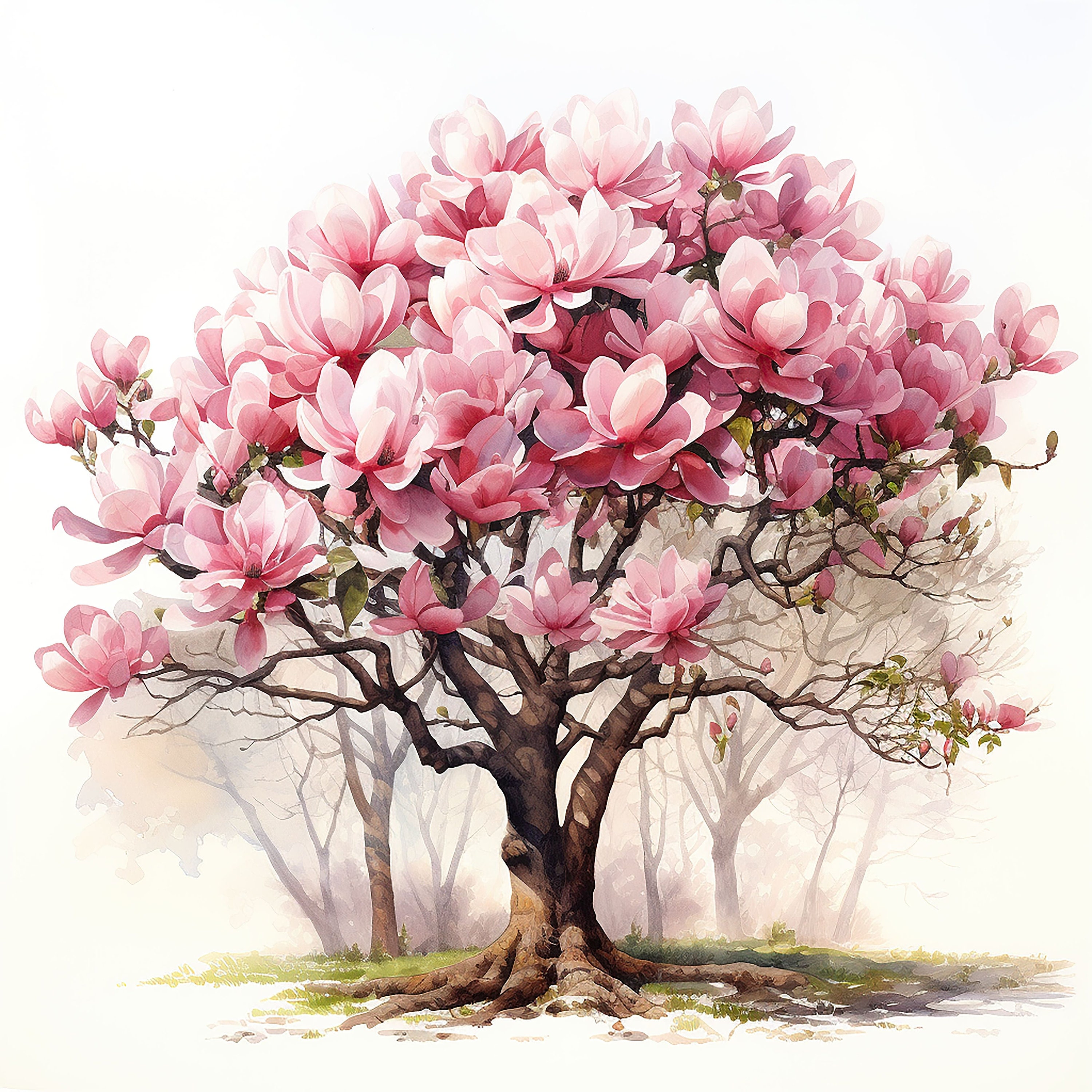 Magnolia Tree Water Color Painting | 14 High Quality JPG Clipart Pack ...