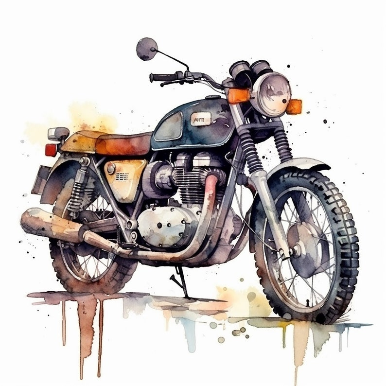 Motorcycles Water Color Painting | 12 High Quality JPG Clipart Pack ...