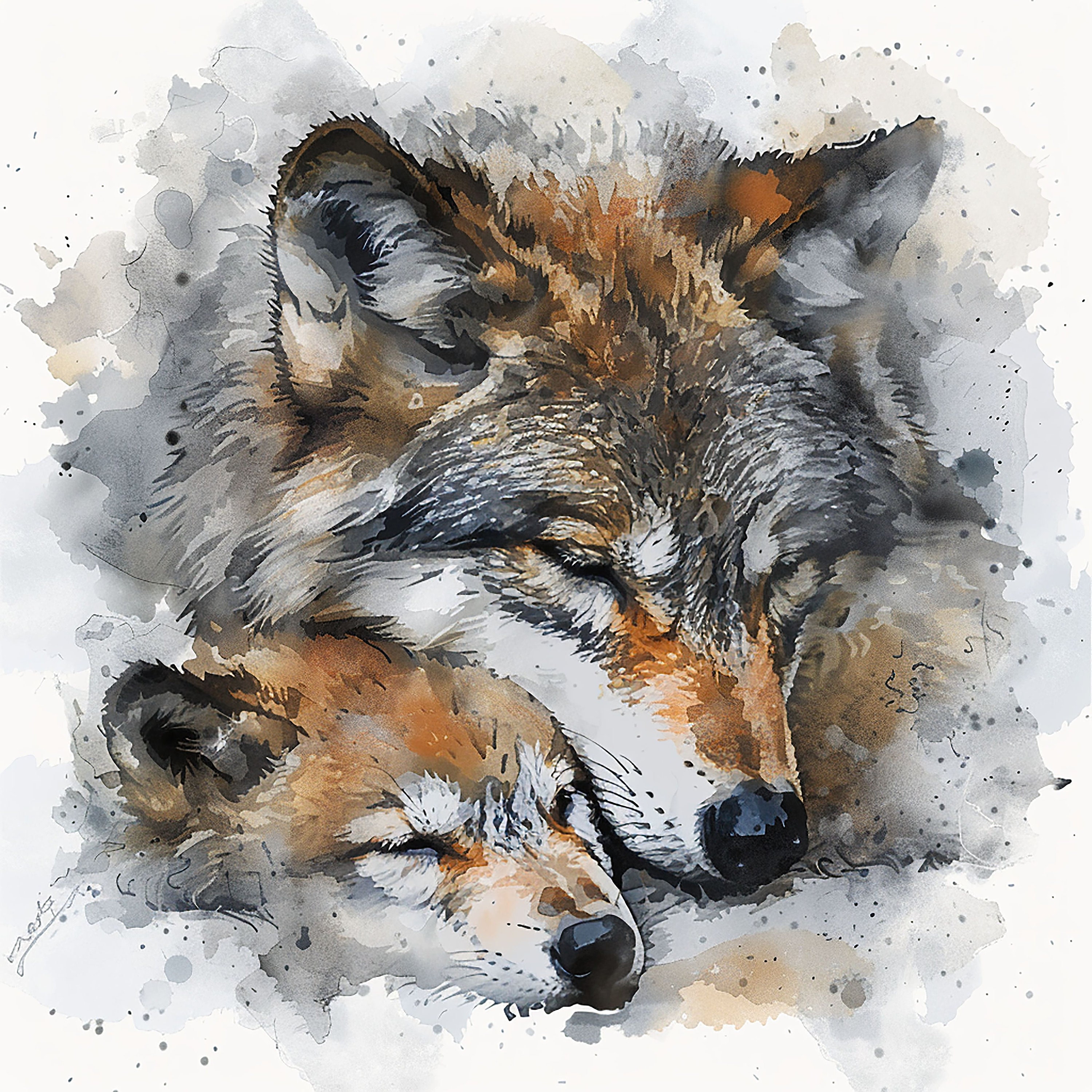 Wolf Pup Water Color Painting | 15 High Quality JPG Clipart Pack ...