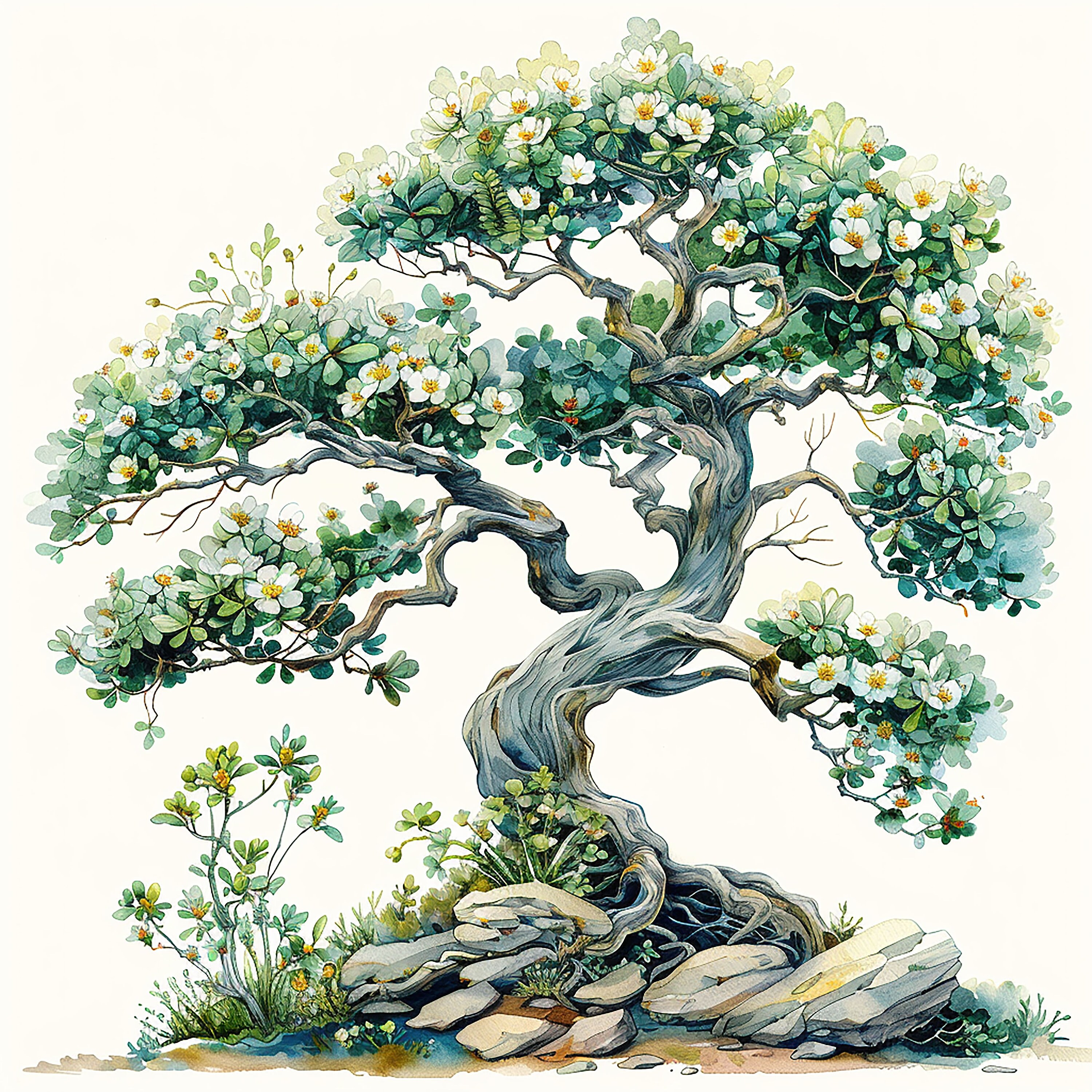 Cedar Tree Water Color Painting | 16 High Quality JPG Clipart Pack ...