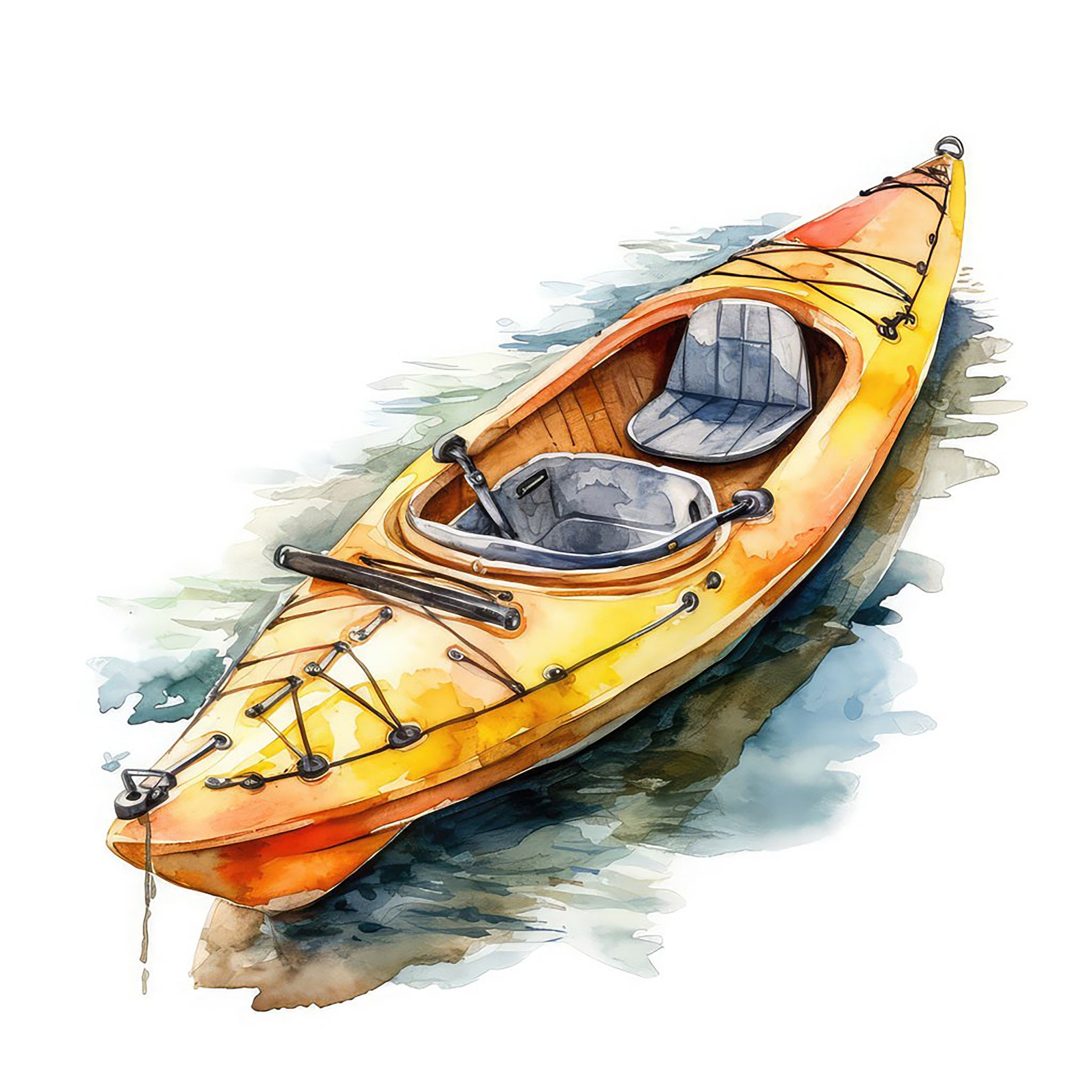 Kayak Water Color Painting | 12 High Quality JPG Clipart Pack | Digital ...