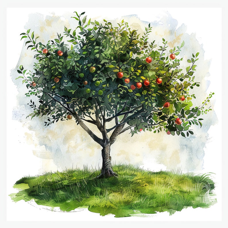 Apple Tree | Water Color Painting | 15 High Quality JPG Clipart Pack ...