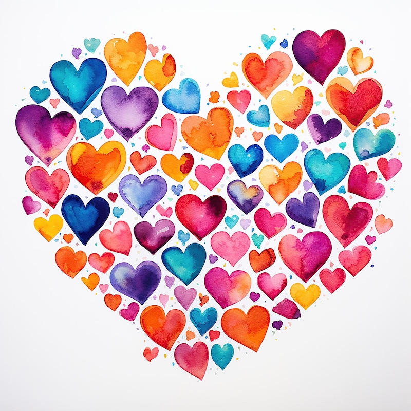 Heart Water Color Prints - Etsy