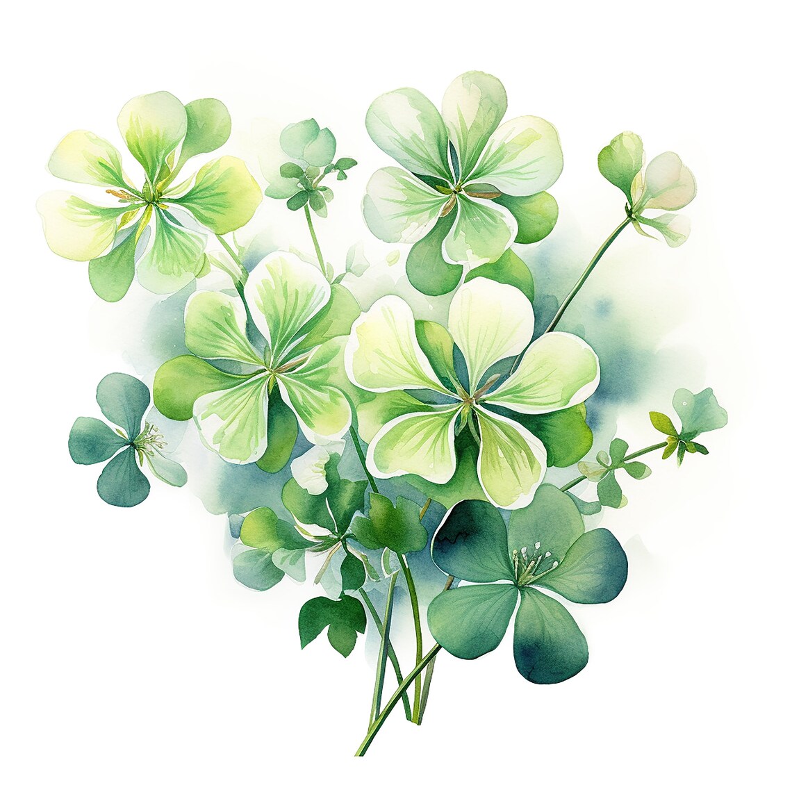 Clover Water Color Paintings | 15 High Quality JPG Clipart Pack ...