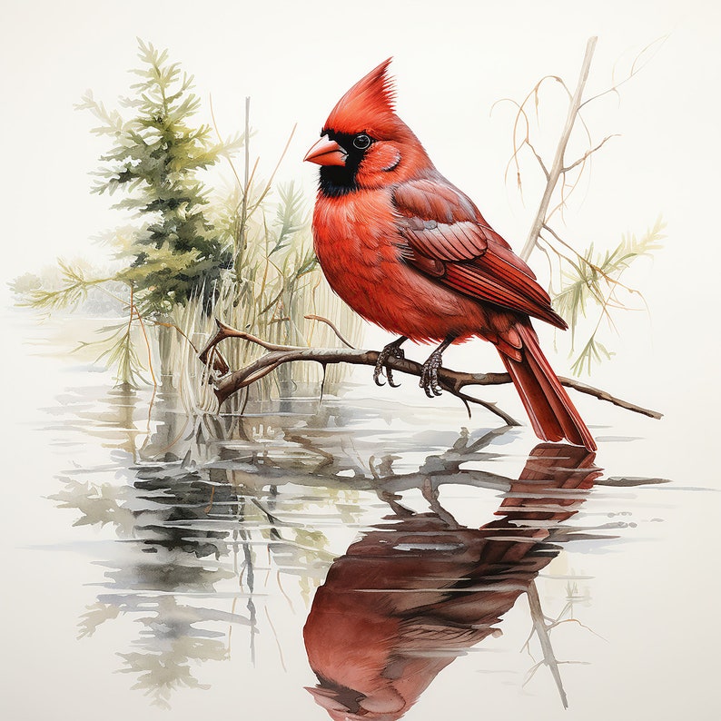 Cardinals Water Color Painting | 16 High Quality JPG Clipart Pack ...