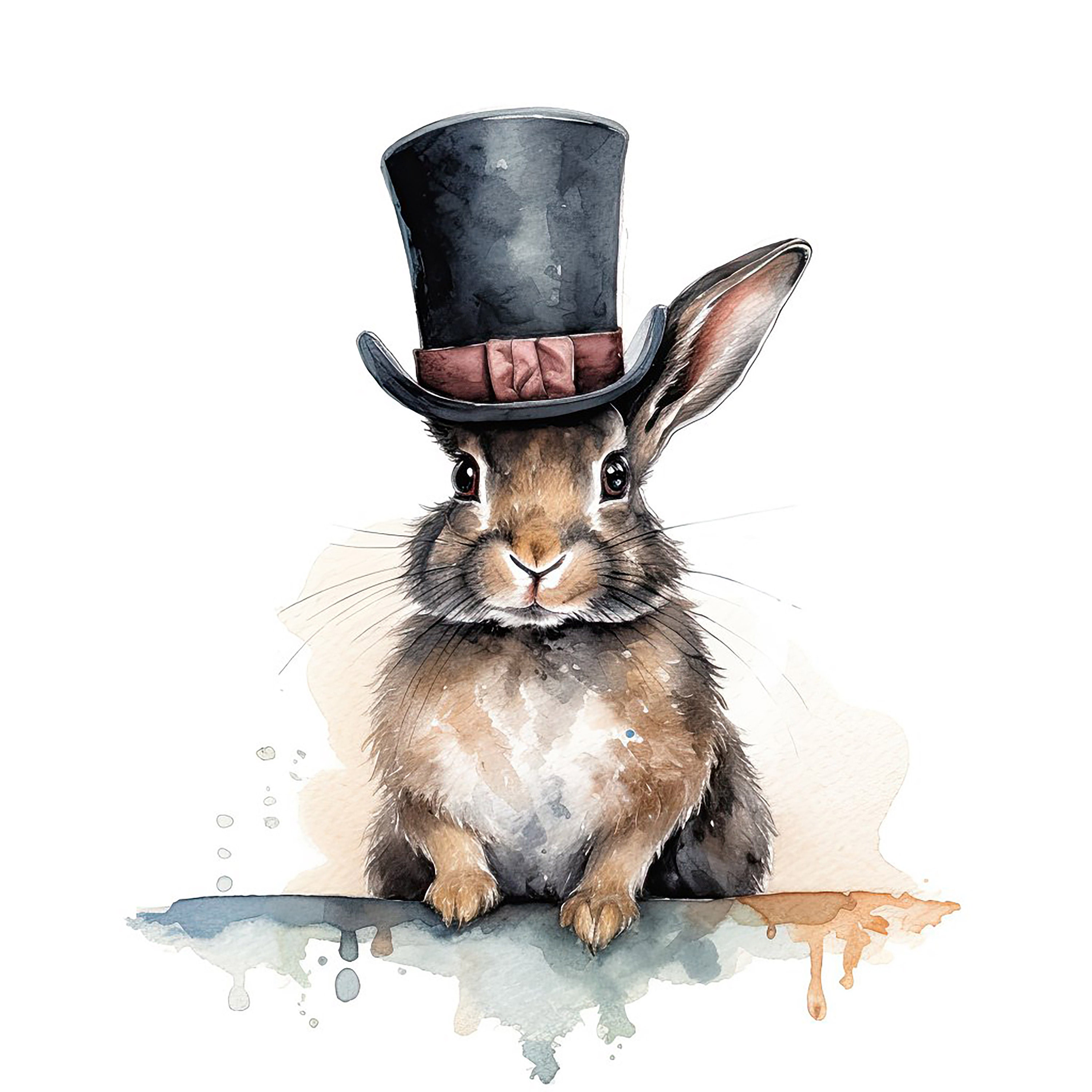 Rabbit in a Top Hat Color Painting | 12 High Quality JPG Clipart Pack ...