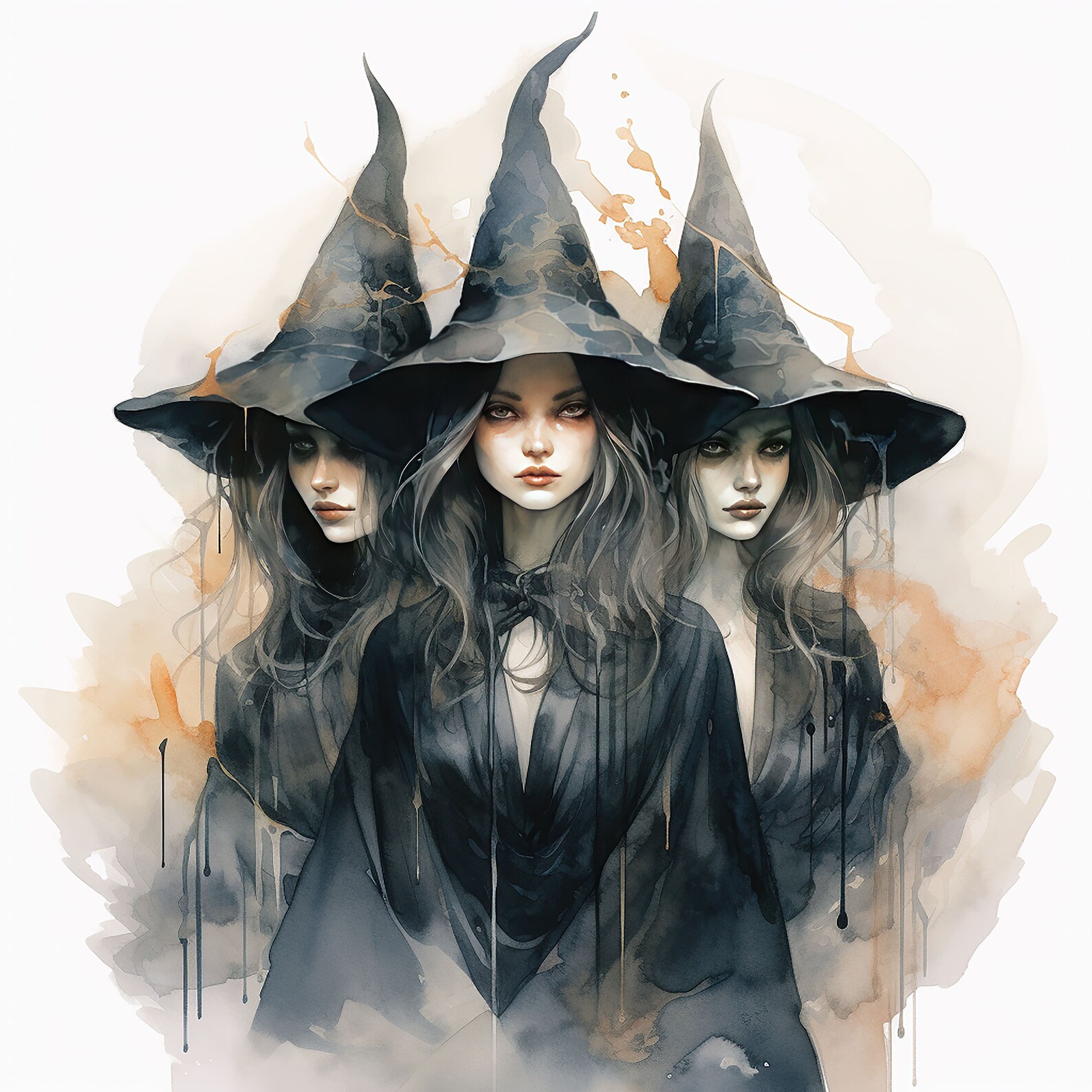 Halloween Witches Water Color Painting | 15 High Quality JPG Clipart ...
