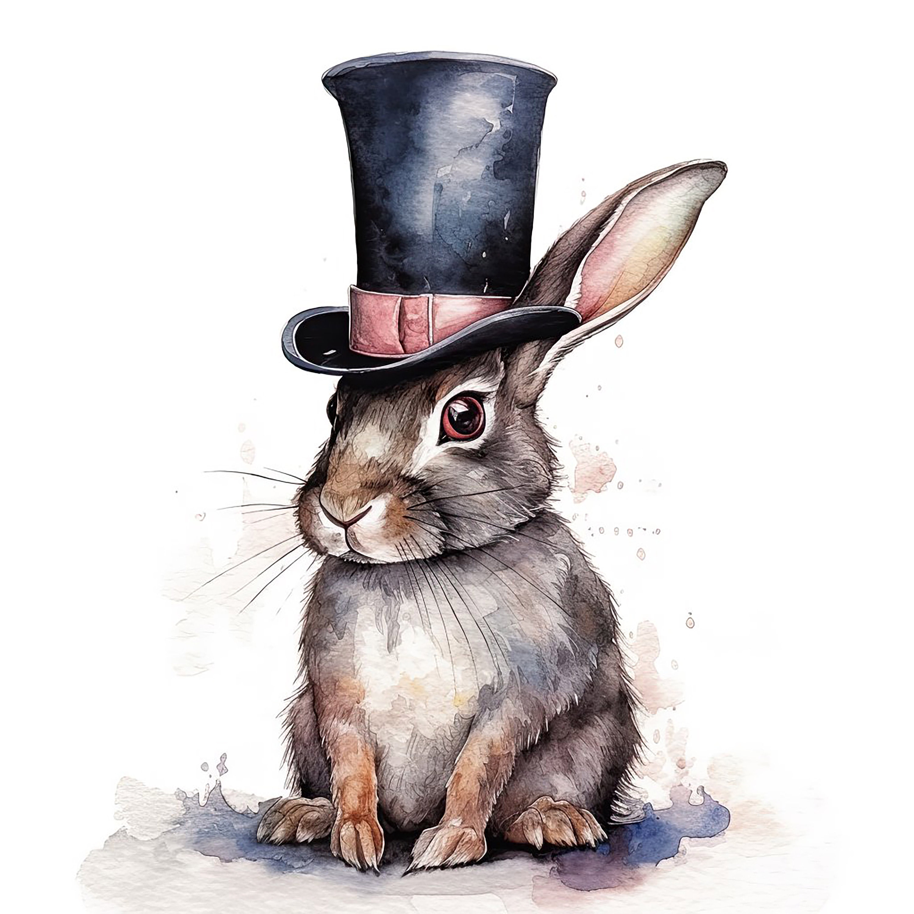 Rabbit in a Top Hat Color Painting | 12 High Quality JPG Clipart Pack ...