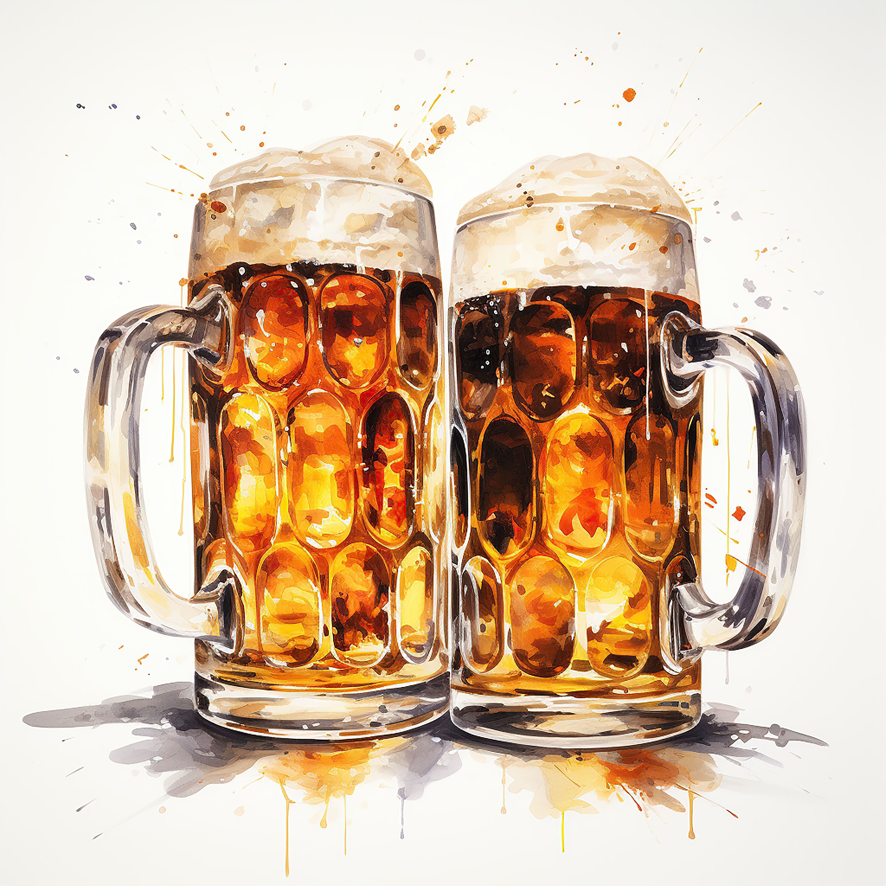 Beer Mugs Water Color Painting | 15 High Quality JPG Clipart Pack ...