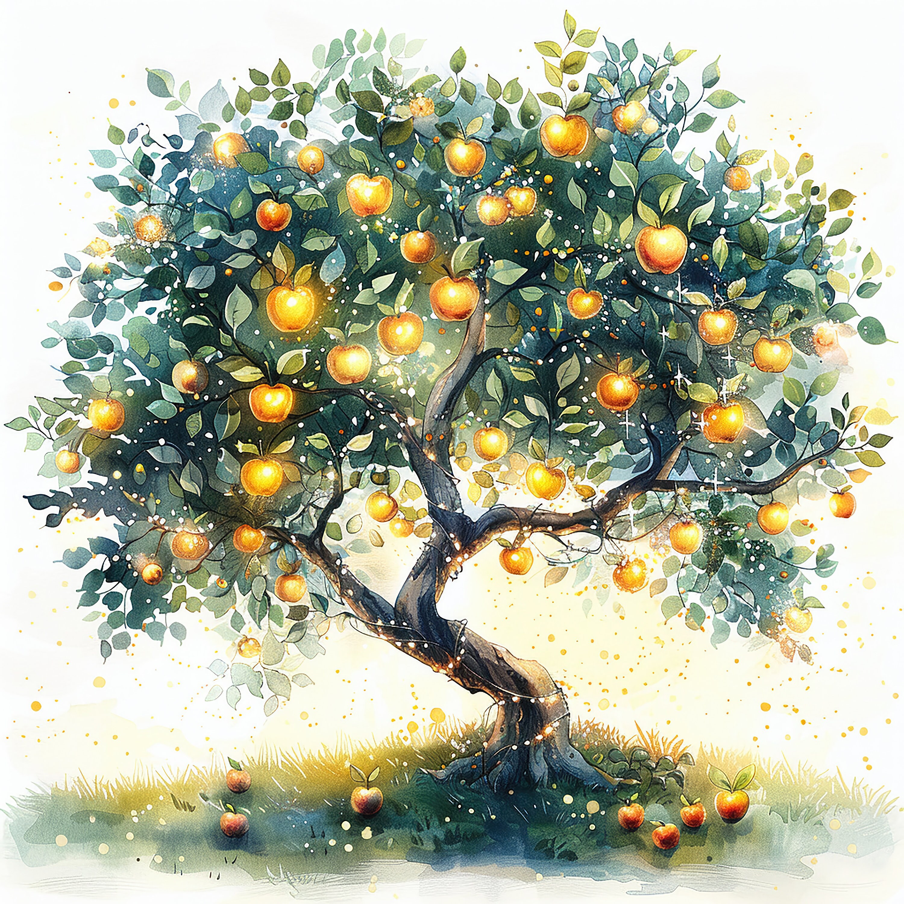 Apple Tree Water Color Painting 15 High Quality JPG Clipart Pack ...