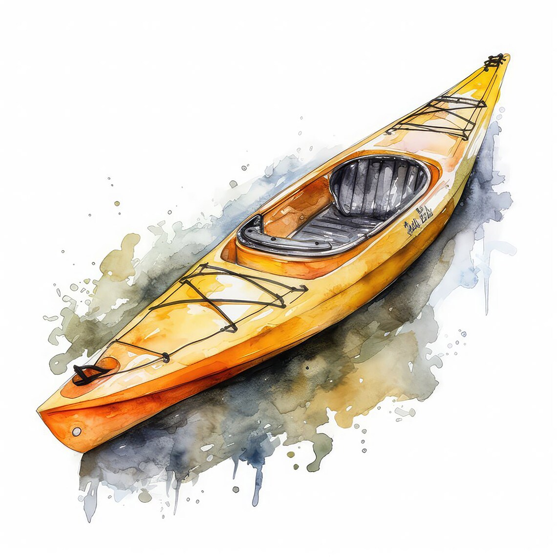 Kayak Water Color Painting | 12 High Quality JPG Clipart Pack | Digital ...