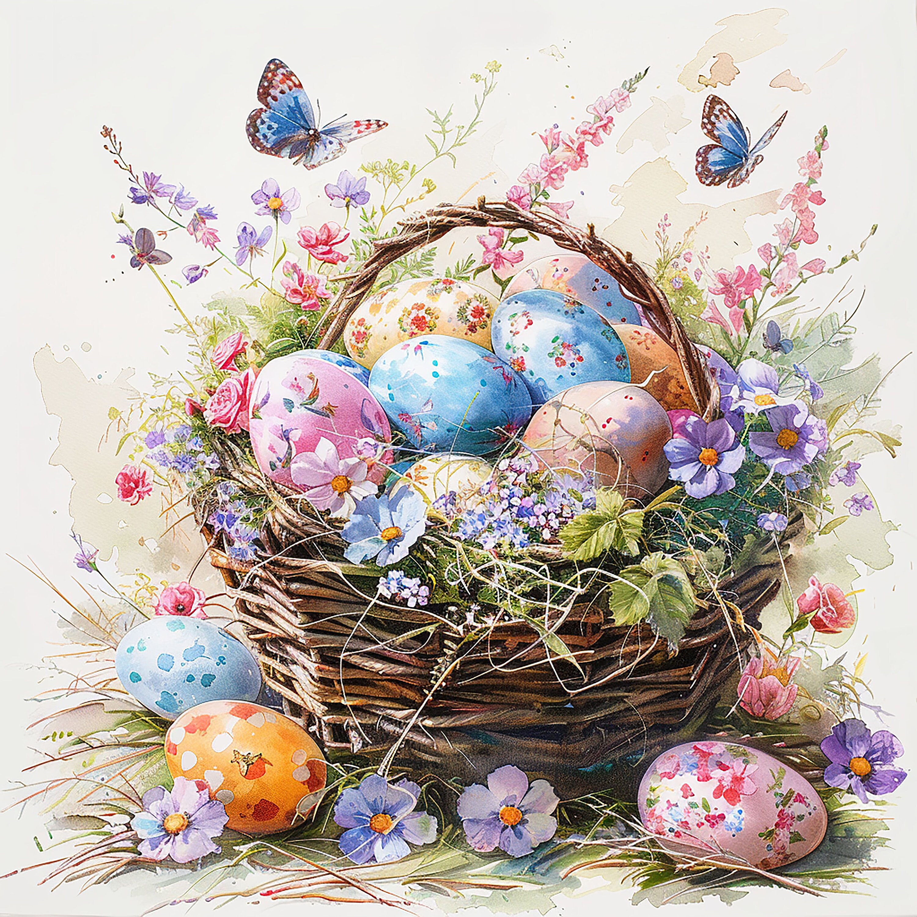 Easter Basket Water Color Painting | 15 High Quality JPG Clipart Pack ...