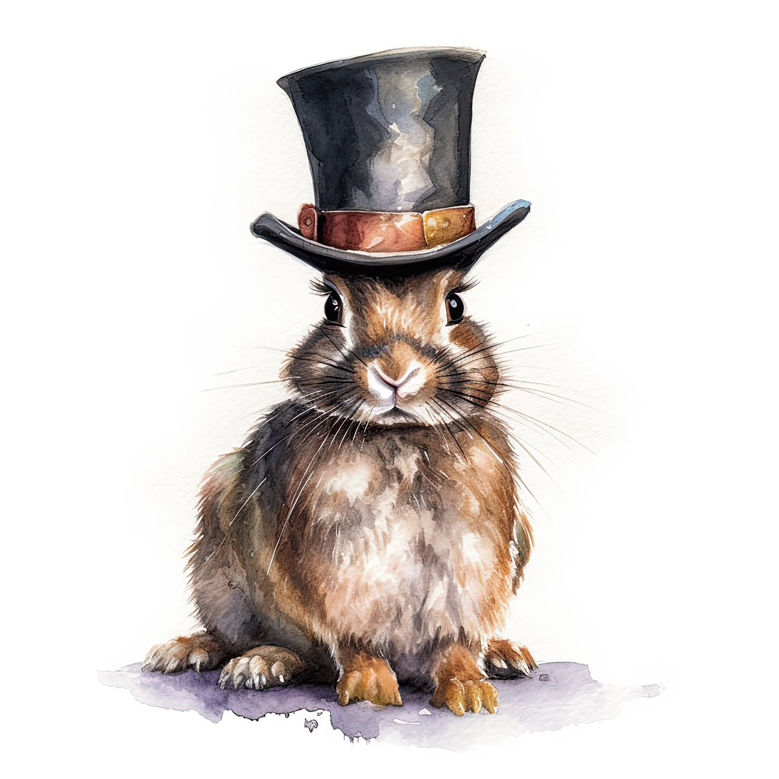 Rabbit in a Top Hat Color Painting | 12 High Quality JPG Clipart Pack ...
