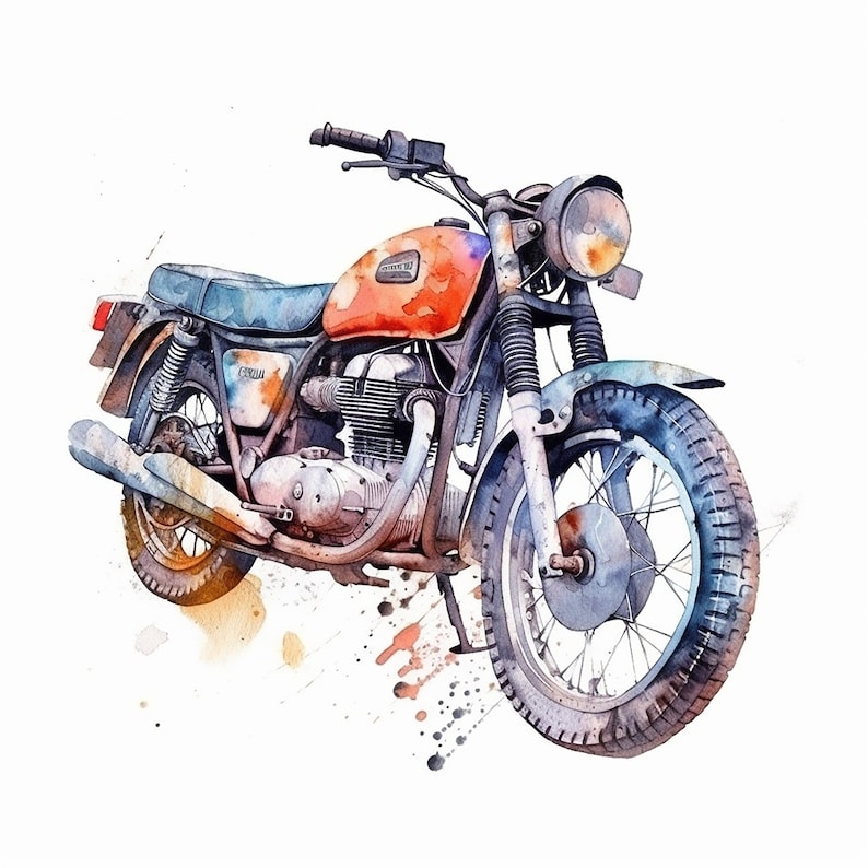 Motorcycles Water Color Painting | 12 High Quality JPG Clipart Pack ...