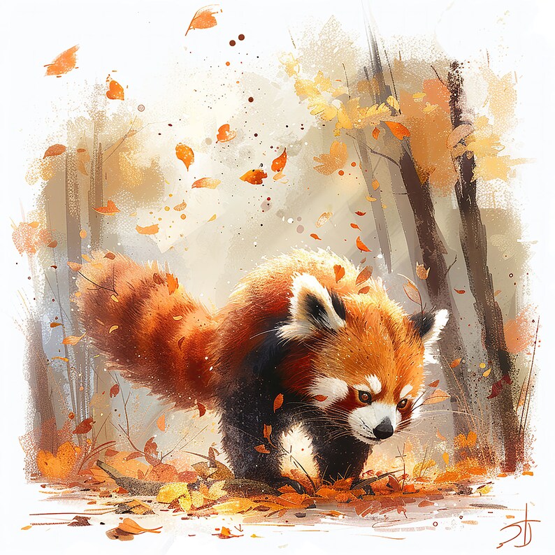 Red Panda Water Color Painting 15 High Quality JPG Clipart Pack Digital ...