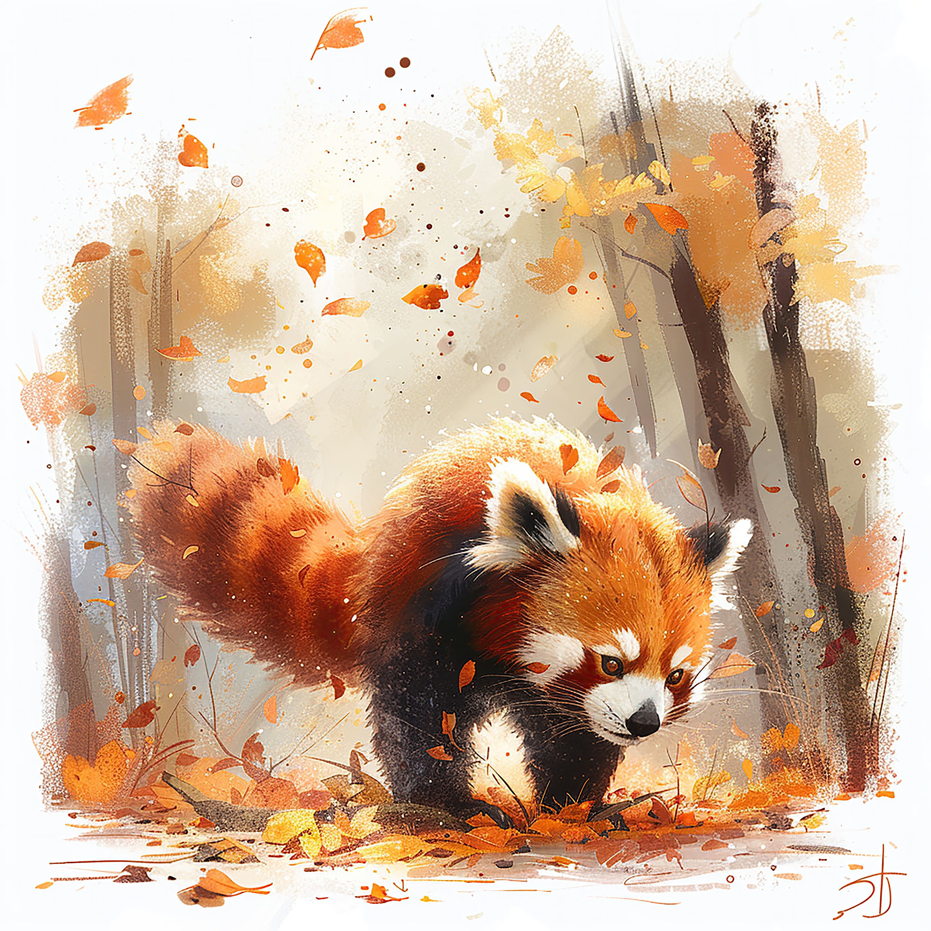 Red Panda Water Color Painting 15 High Quality JPG Clipart Pack Digital ...