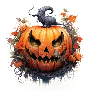 Halloween Jack-o'-lantern Water Color Painting | 15 High Quality JPG ...