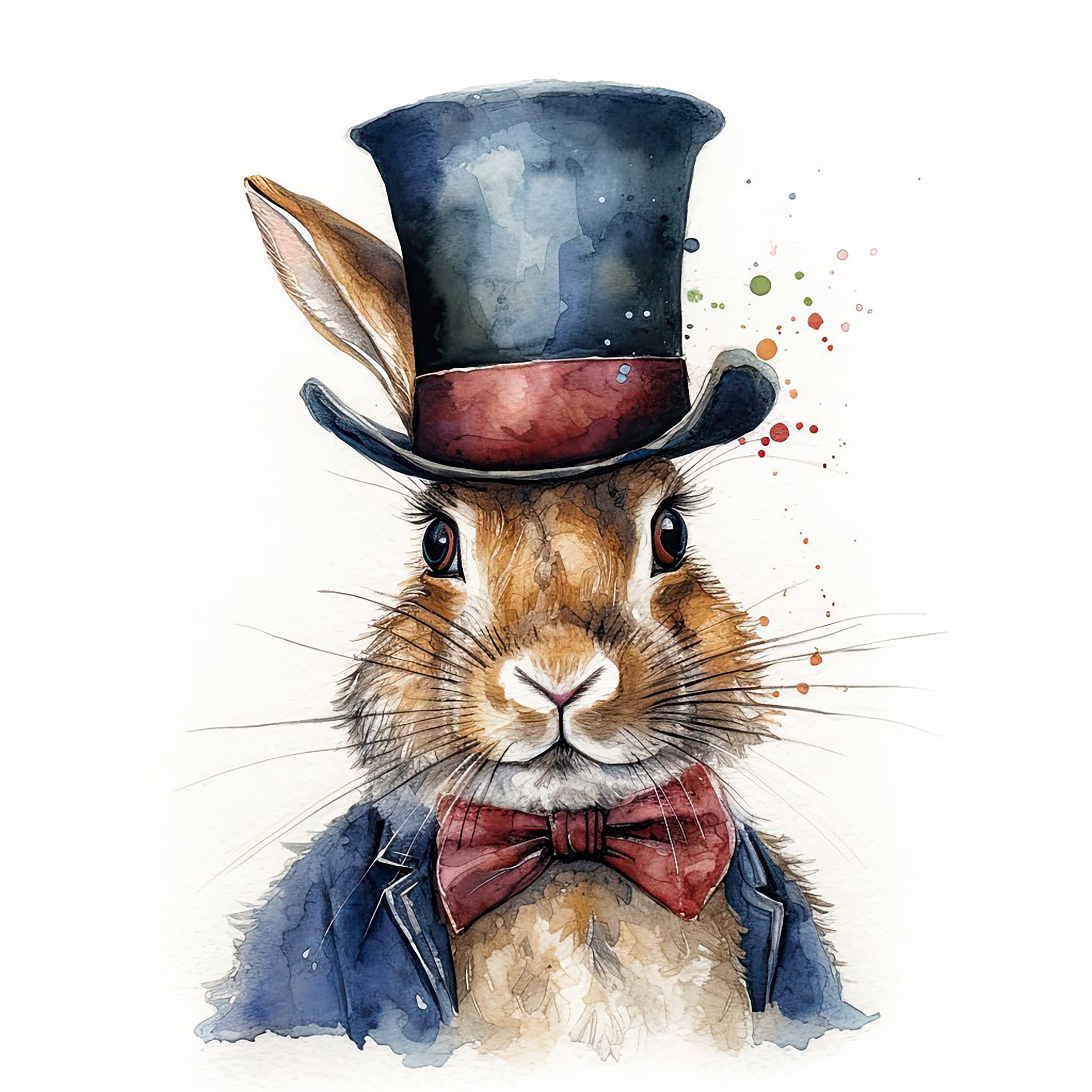 Rabbit in a Top Hat Color Painting | 12 High Quality JPG Clipart Pack ...
