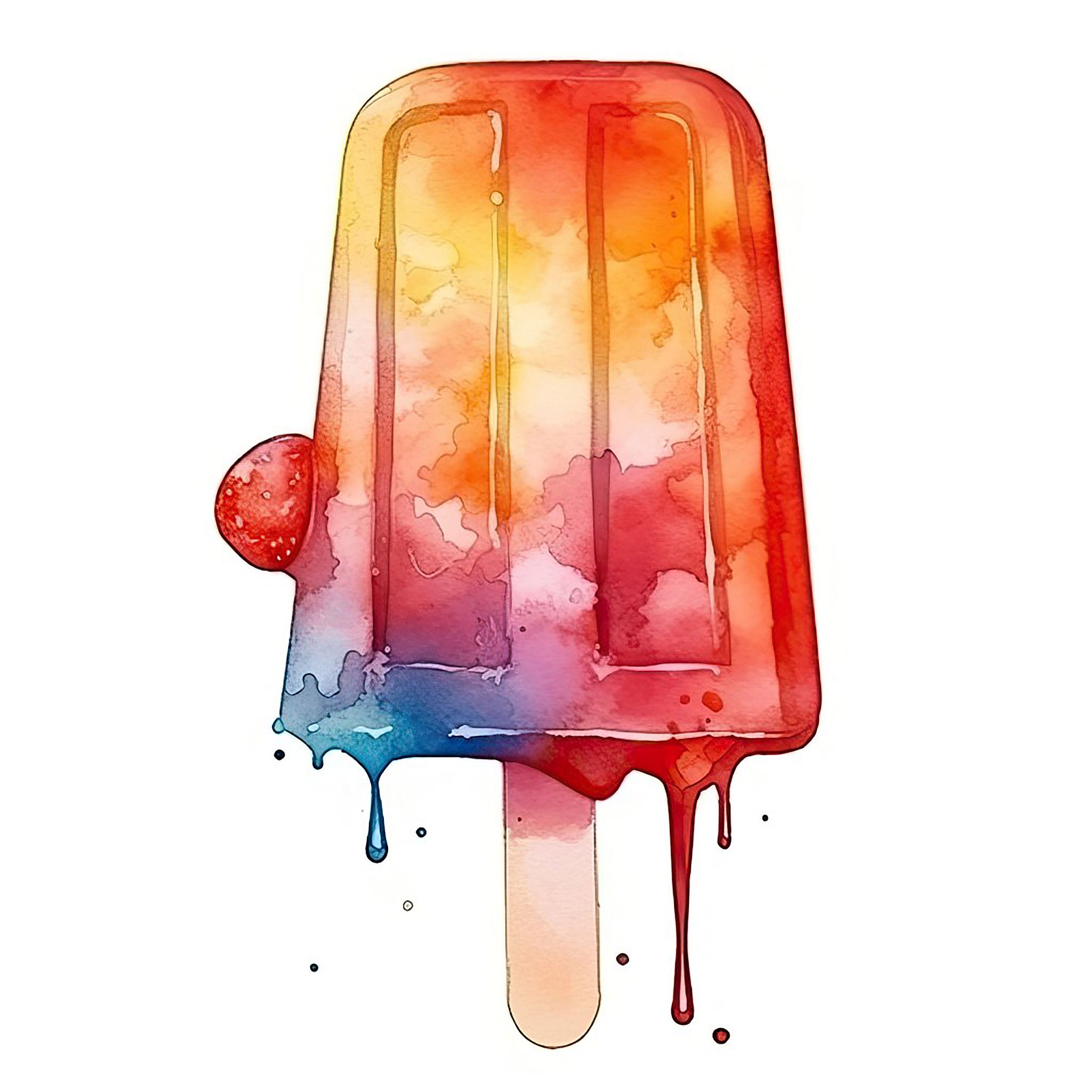 Rainbow Popsicle Water Color Painting | 12 High Quality JPG Clipart ...