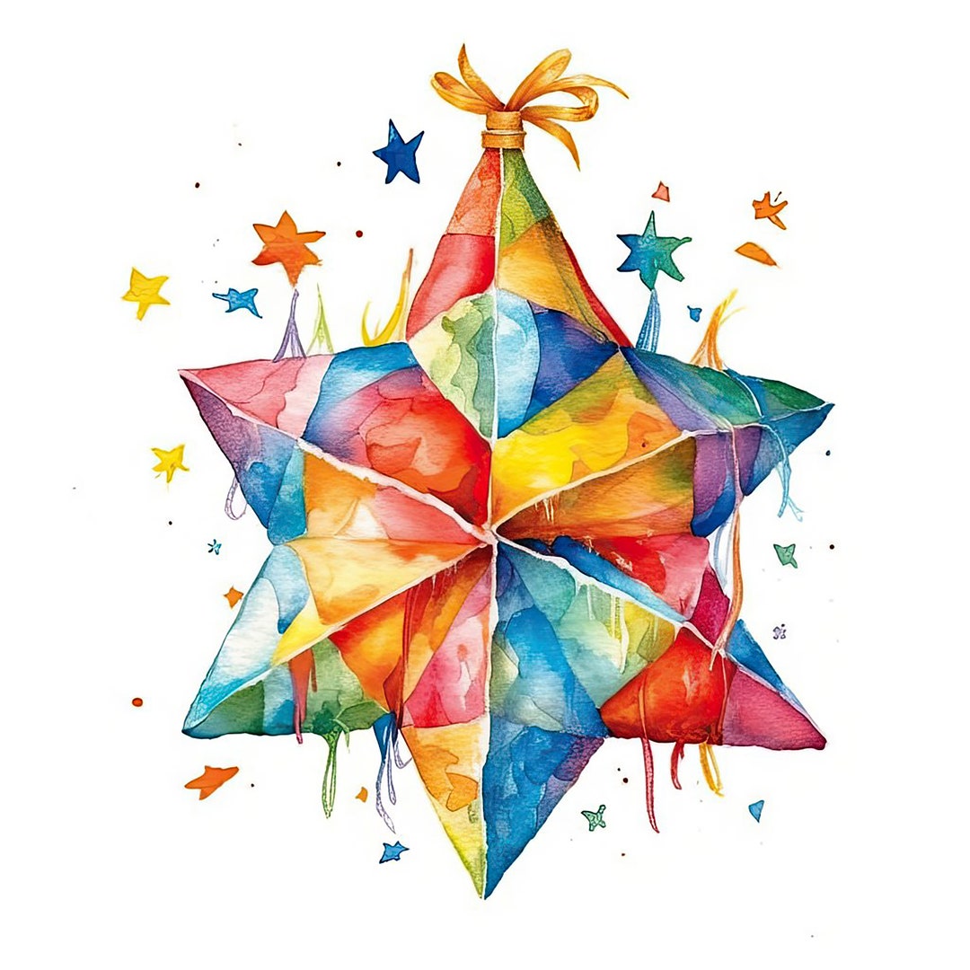 Birthday Star Pinata Water Color Painting | 11 High Quality JPG Clipart ...