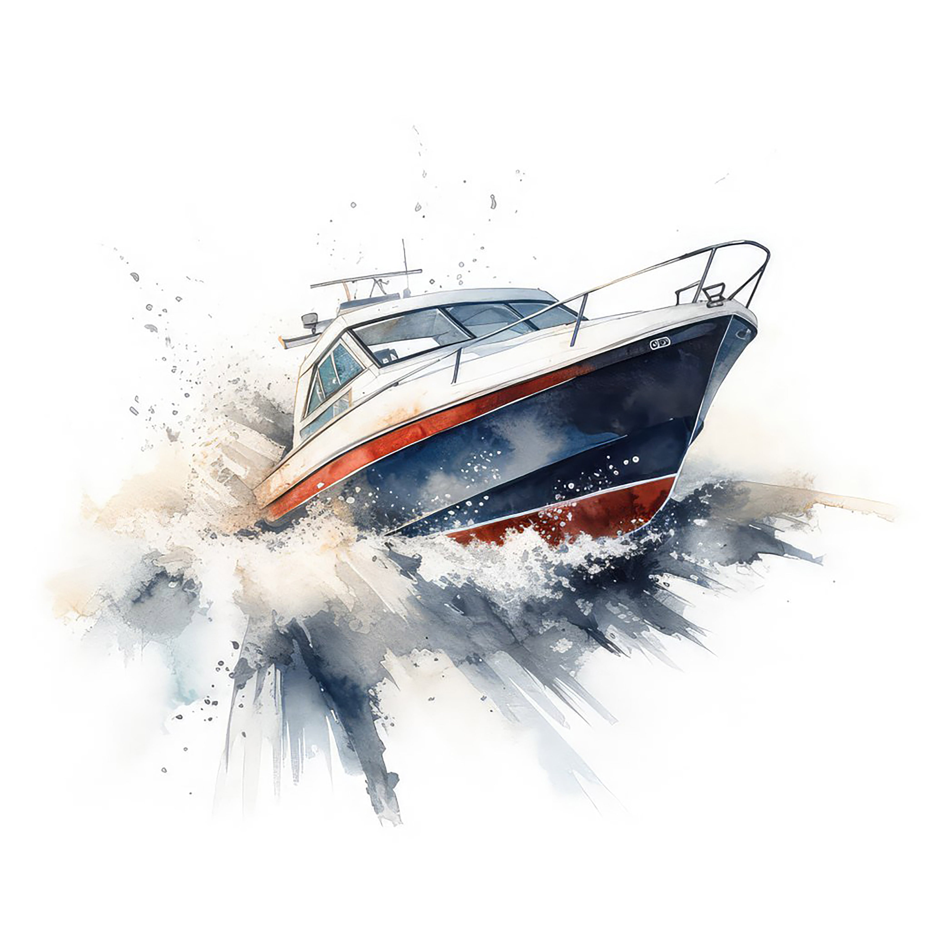 Speed Boat Water Color Painting | 12 High Quality JPG Clipart Pack ...