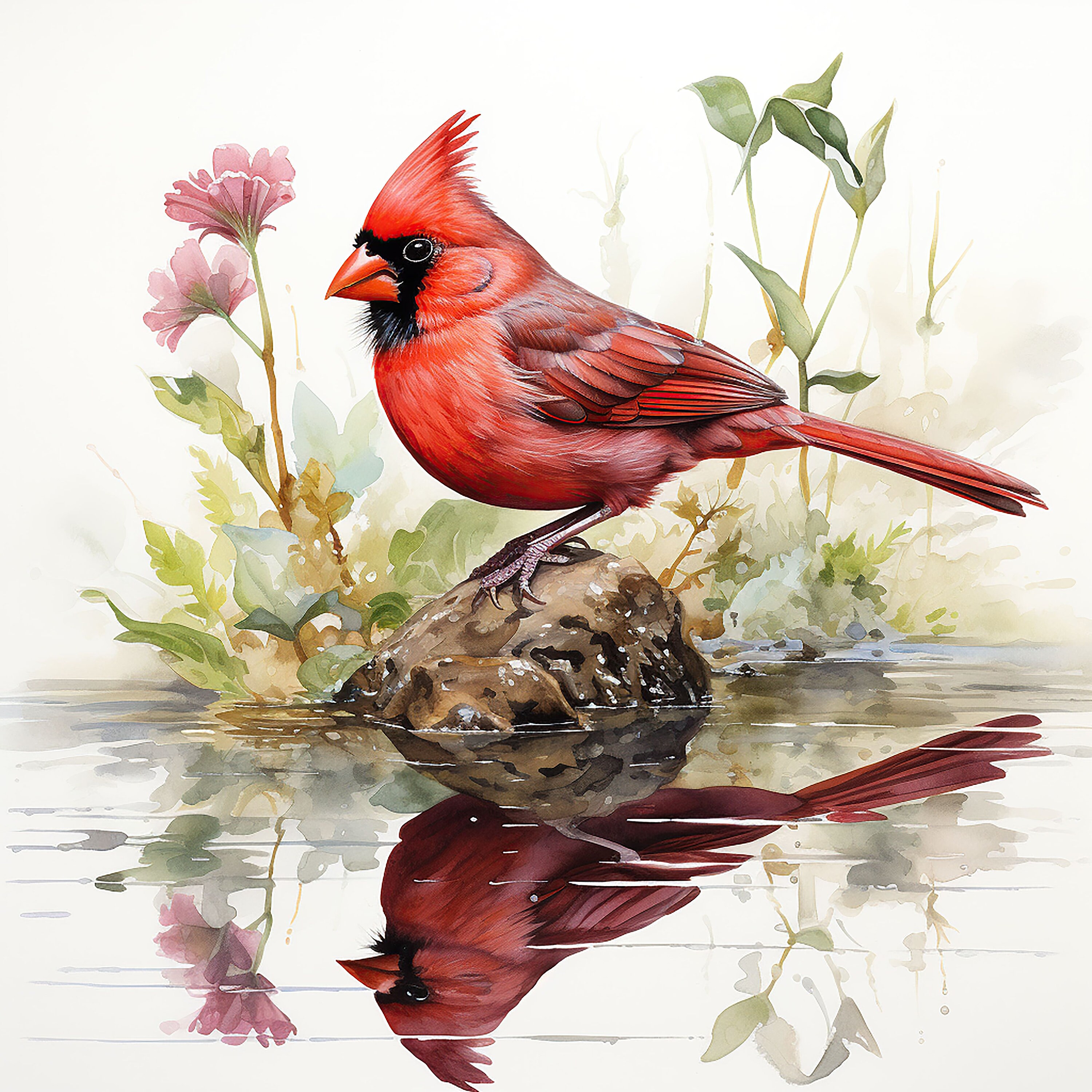 Cardinals Water Color Painting | 16 High Quality JPG Clipart Pack ...