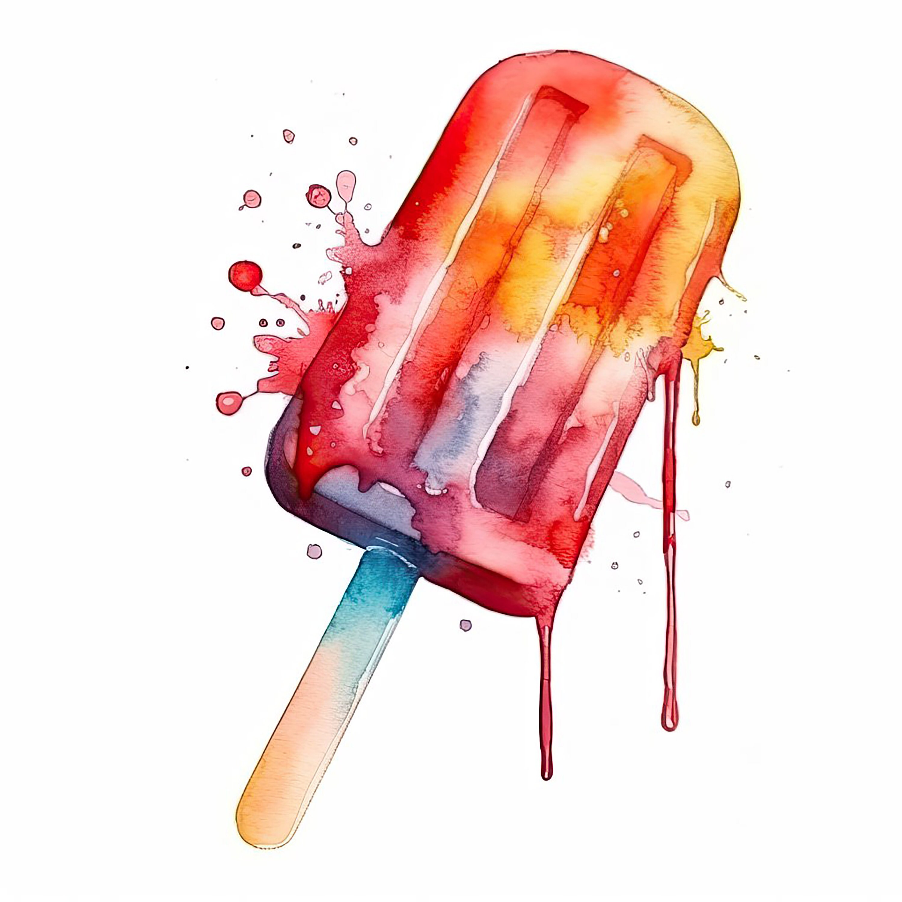 Rainbow Popsicle Water Color Painting | 12 High Quality JPG Clipart ...