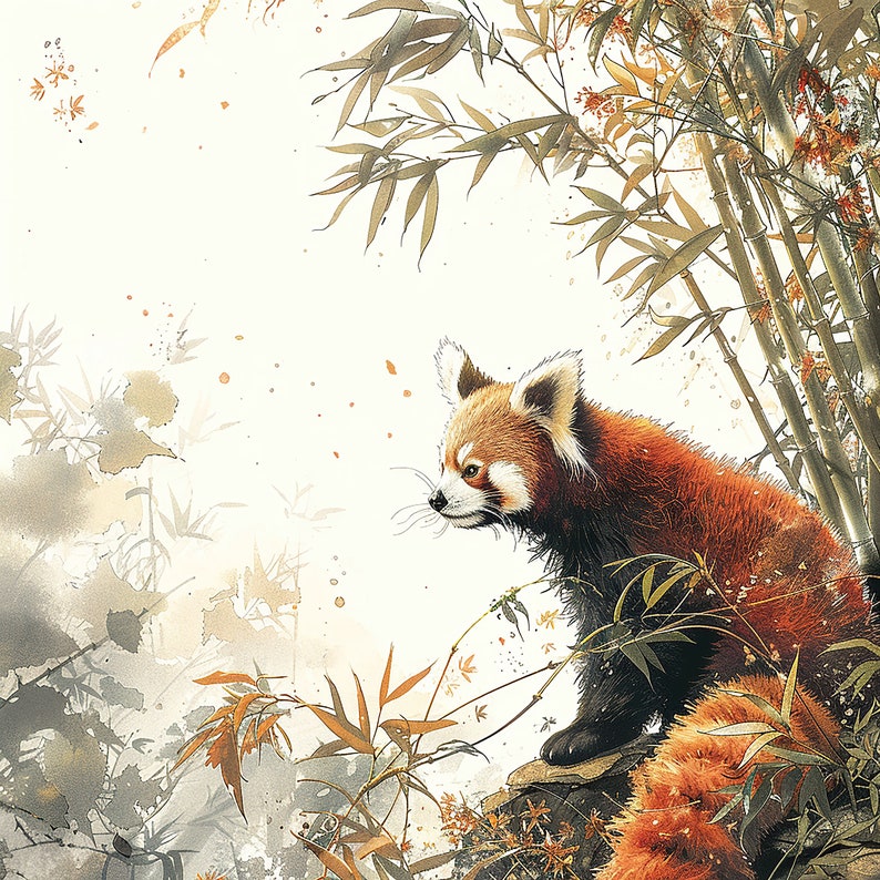 Red Panda Water Color Painting 15 High Quality JPG Clipart Pack Digital ...