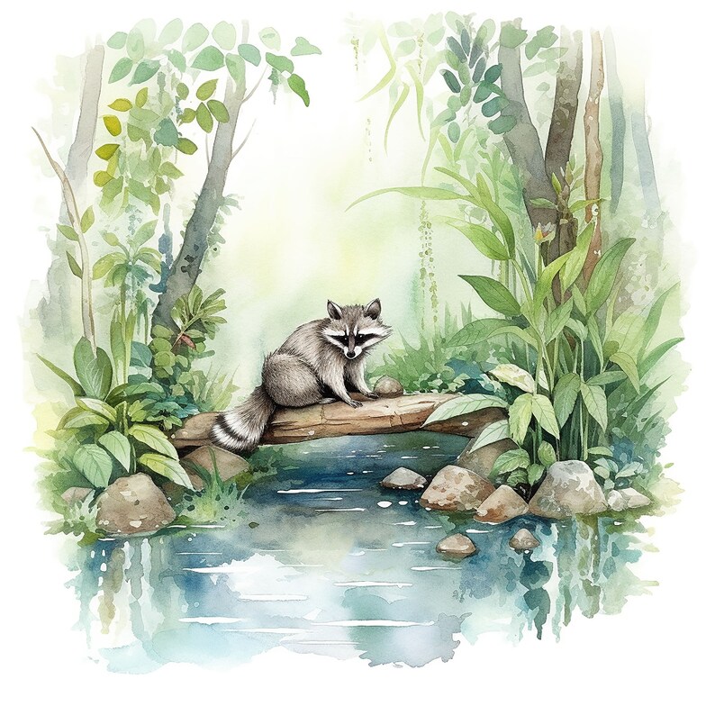 Raccoon Water Color Painting | 14 High Quality JPG Clipart Pack ...
