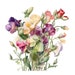 Sweet Pea Bouquet Water Color Painting | 12 High Quality JPG Clipart ...