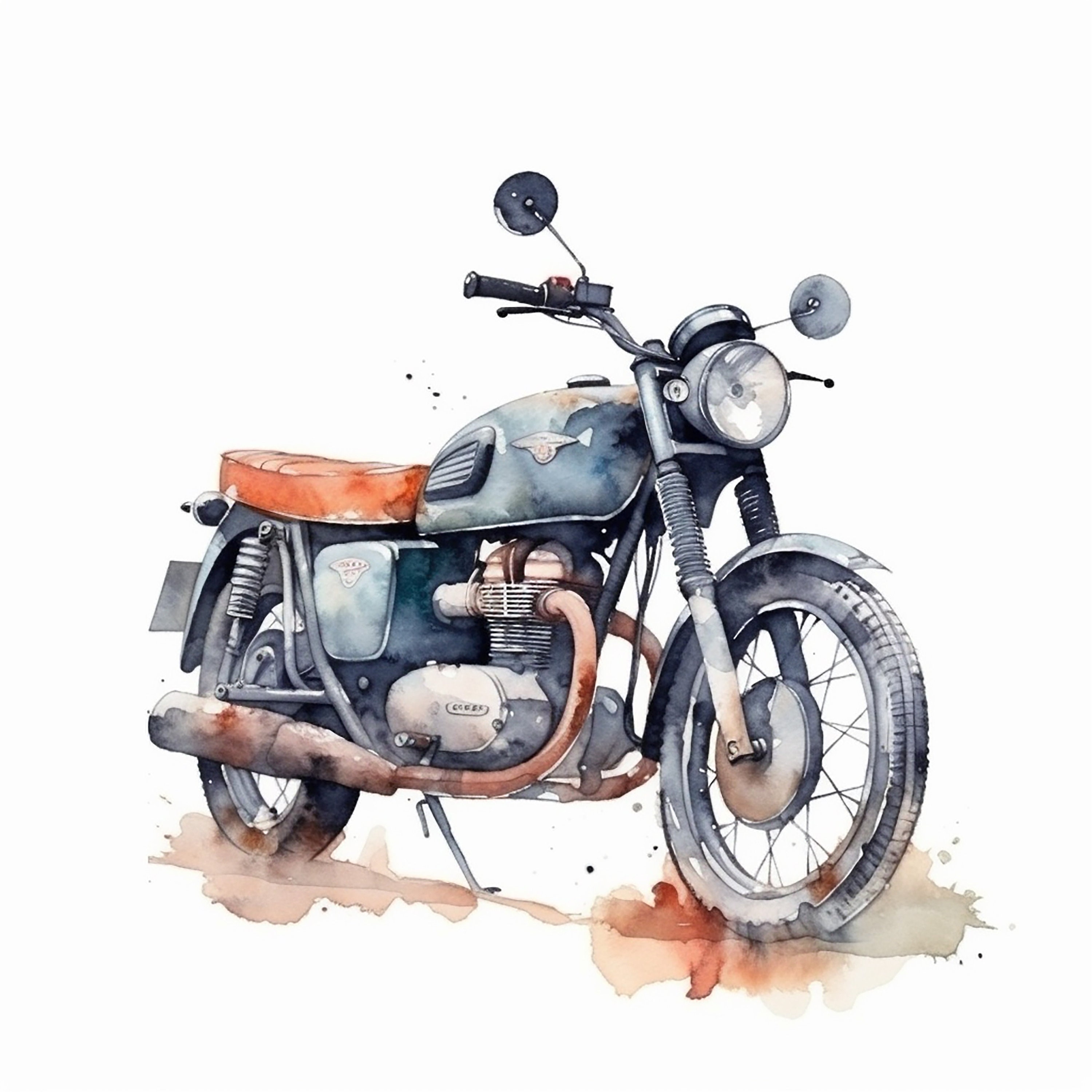 Motorcycles Water Color Painting | 12 High Quality JPG Clipart Pack ...