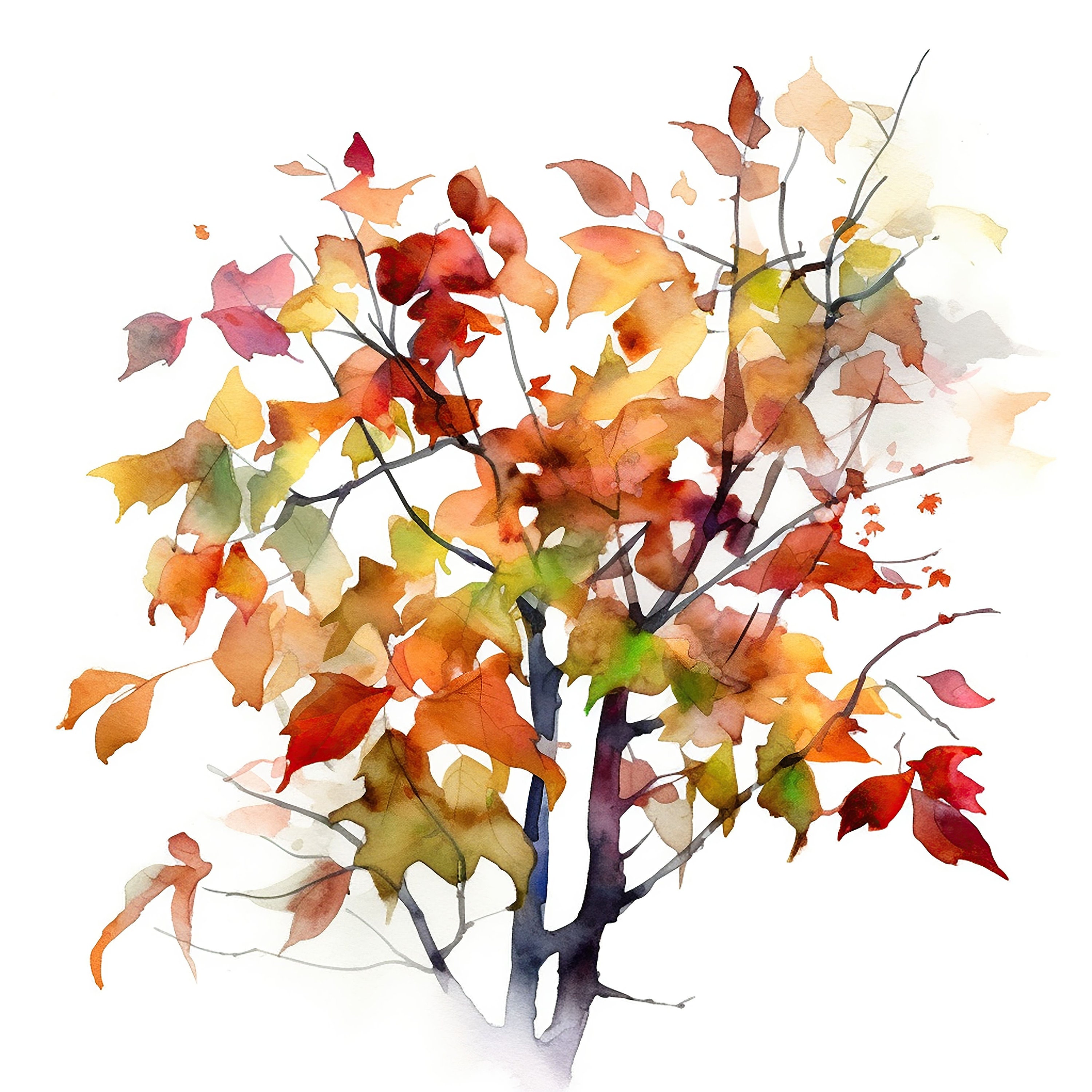Fall Leaf Decorations Water Color Painting | 13 High Quality JPG ...