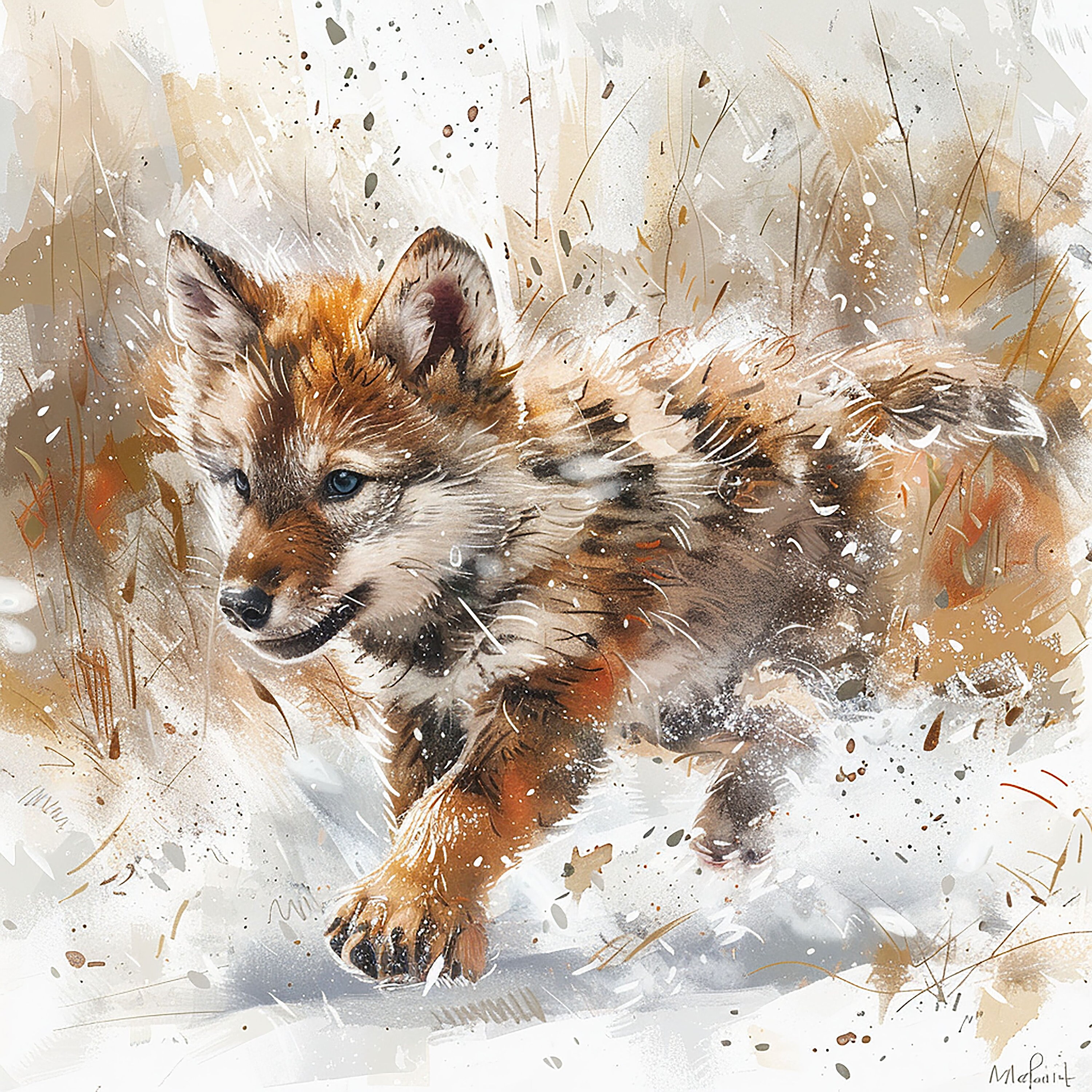 Wolf Pup Water Color Painting 15 High Quality JPG Clipart Pack Digital ...