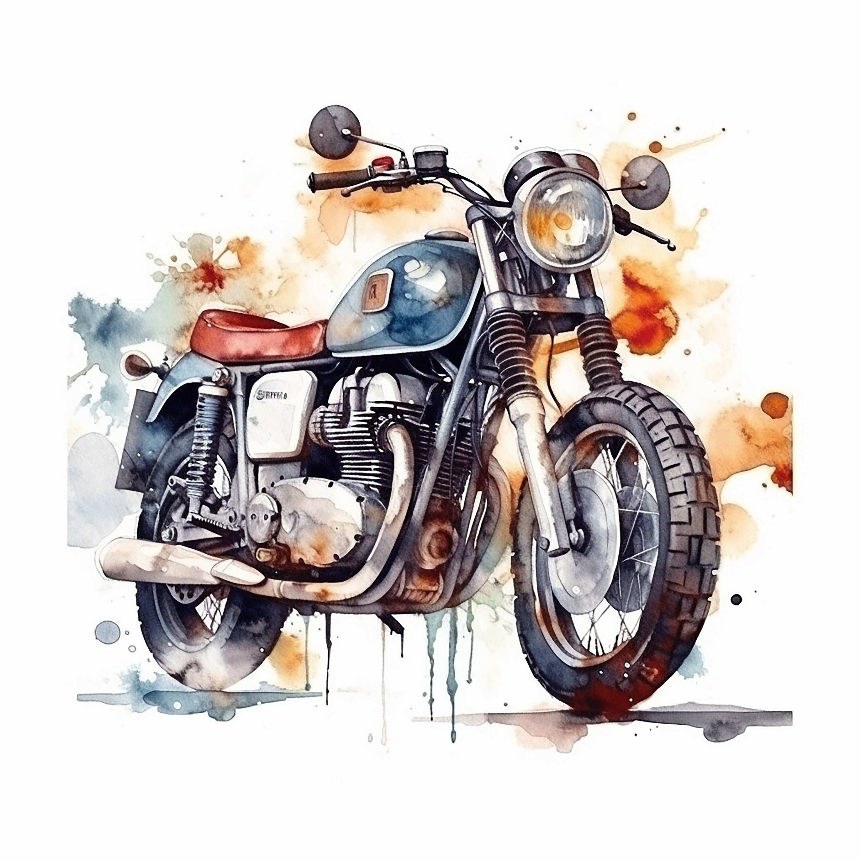 Motorcycles Water Color Painting | 12 High Quality JPG Clipart Pack ...